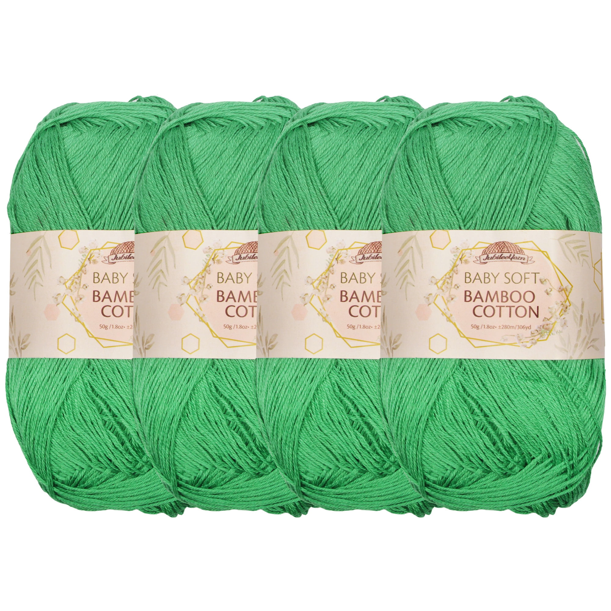 JubileeYarn Baby Soft Bamboo Cotton Yarn - Shamrock Green - 4 Skeins ...