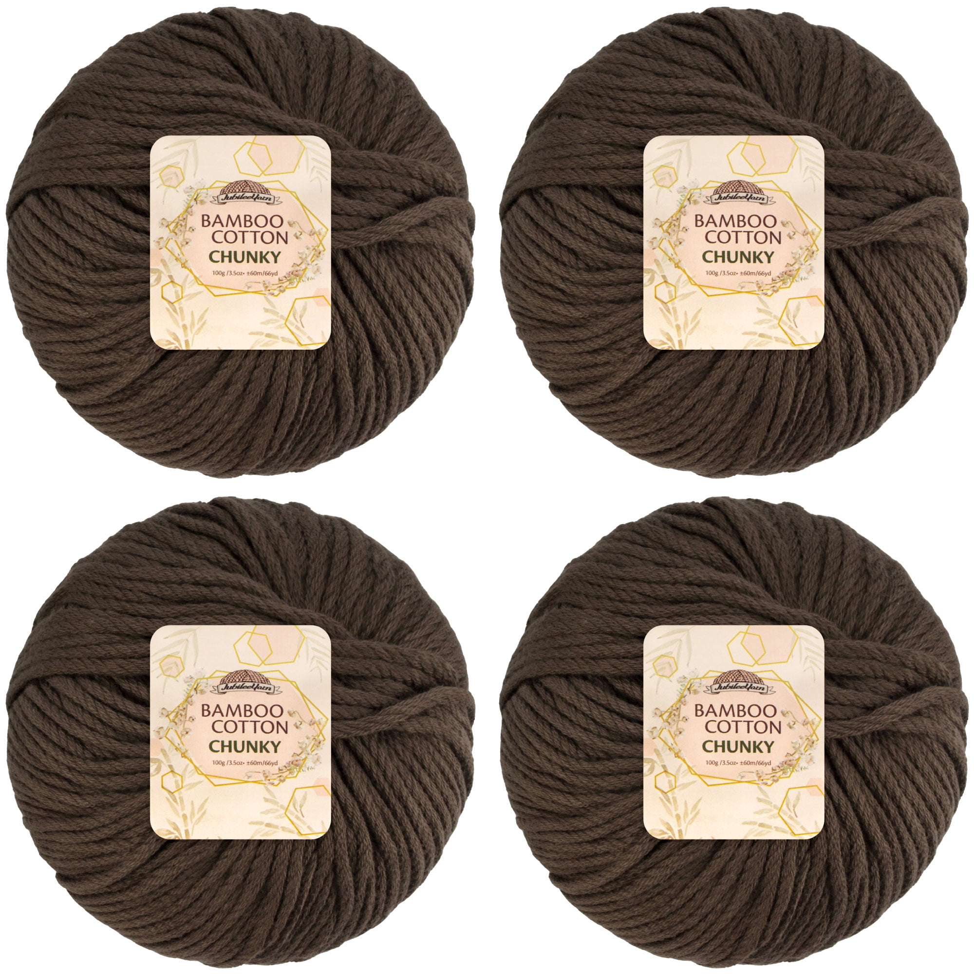 JubileeYarn Bamboo Cotton Chunky Yarn - 100g/Ball - Dark Brown - 4 ...