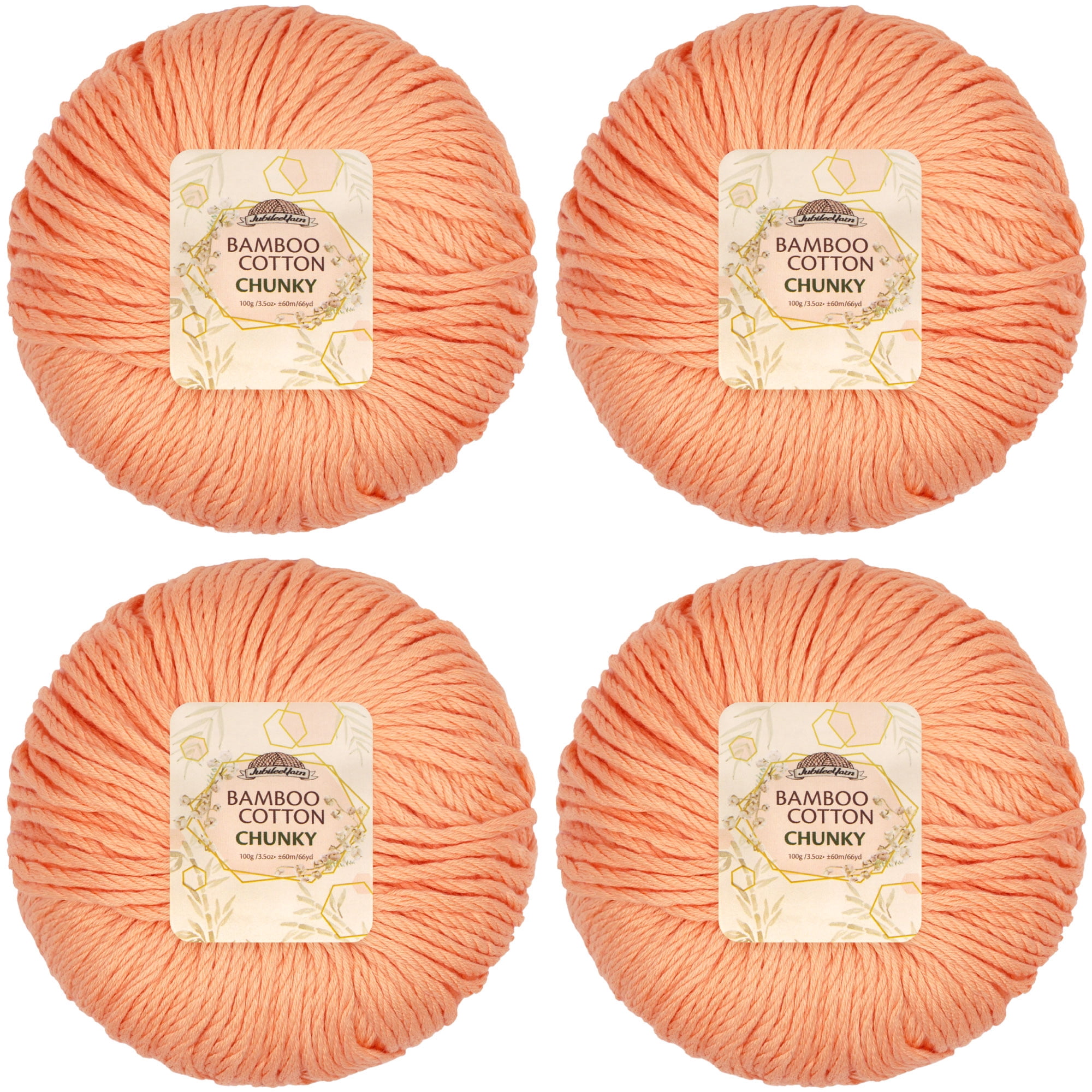JubileeYarn Bamboo Cotton Chunky Yarn - 100g/Ball - Peach Cobbler - 4 ...