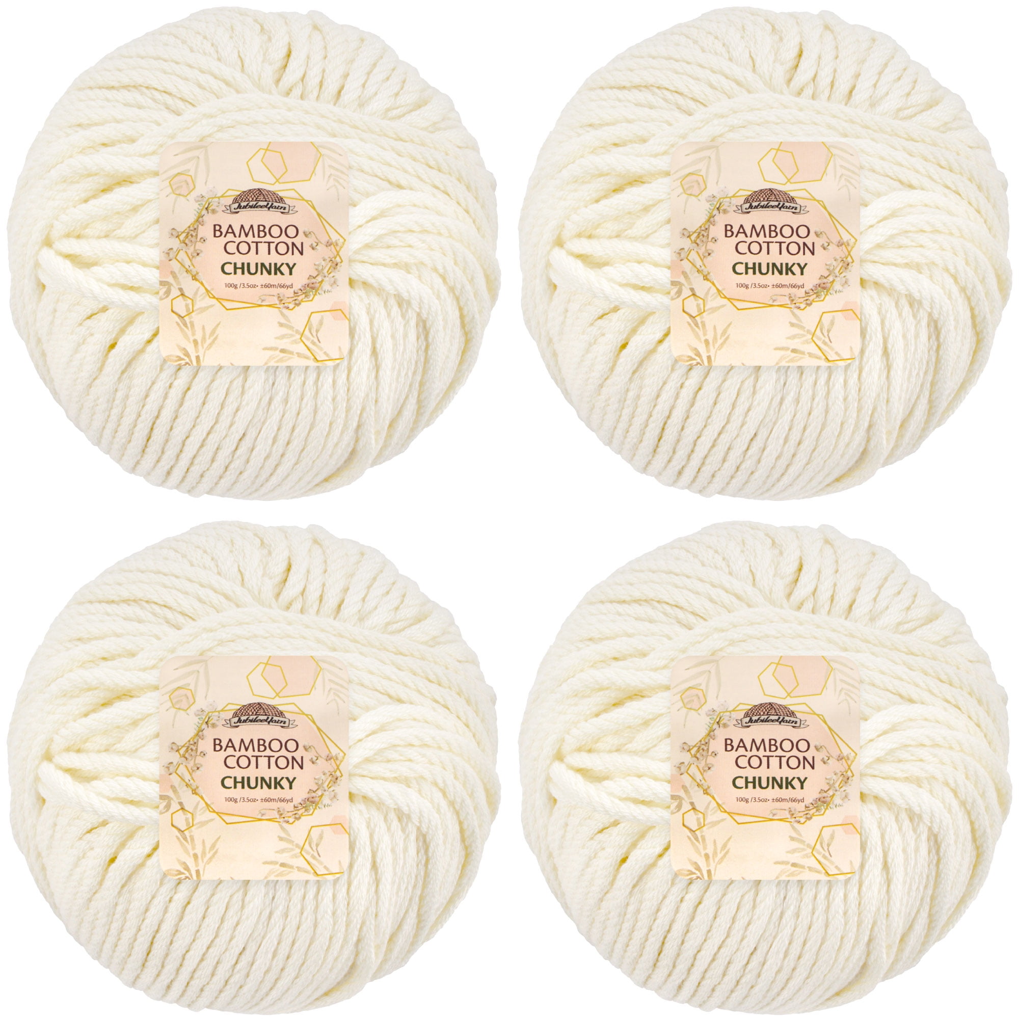 JubileeYarn Bamboo Cotton Chunky Yarn - 100g/Ball - Almond Milk - 4 ...