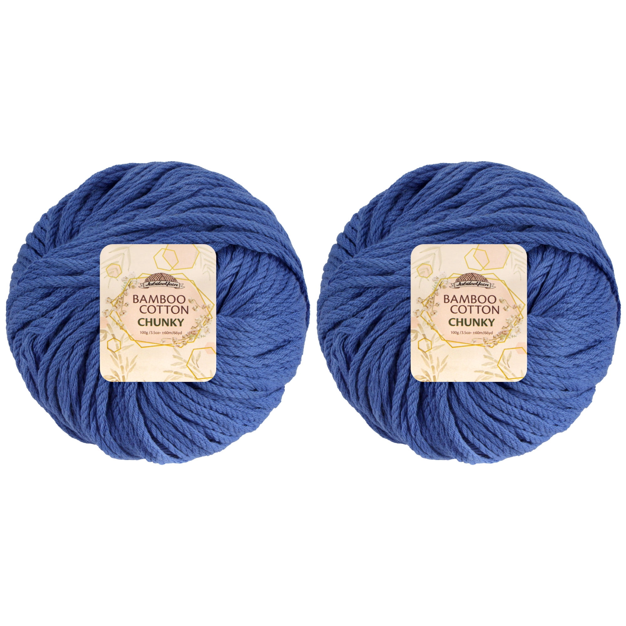 JubileeYarn Bamboo Cotton Chunky Yarn - 100g/Ball - Dynasty Blue - 2 ...