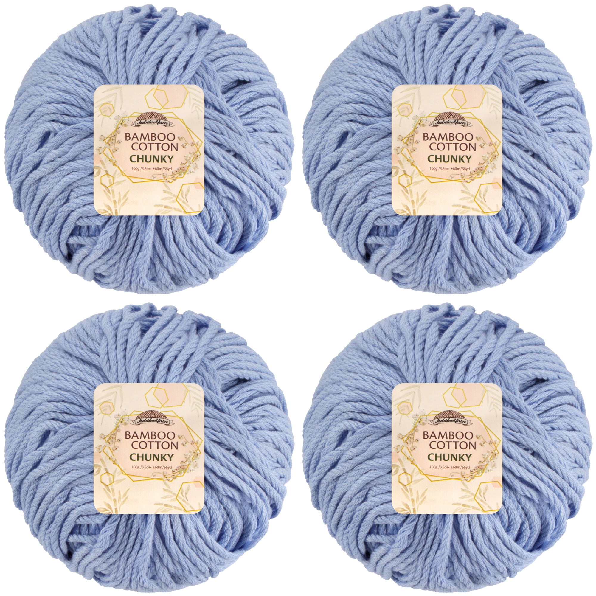 JubileeYarn Bamboo Cotton Chunky Yarn - 100g/Ball - Glacier Blue - 4 ...