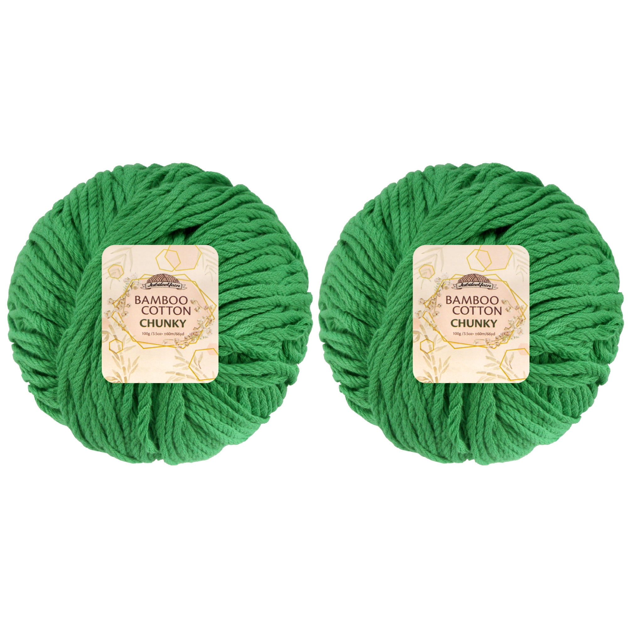 JubileeYarn Bamboo Cotton Chunky Yarn - 100g/Ball - Shamrock Green - 2 ...