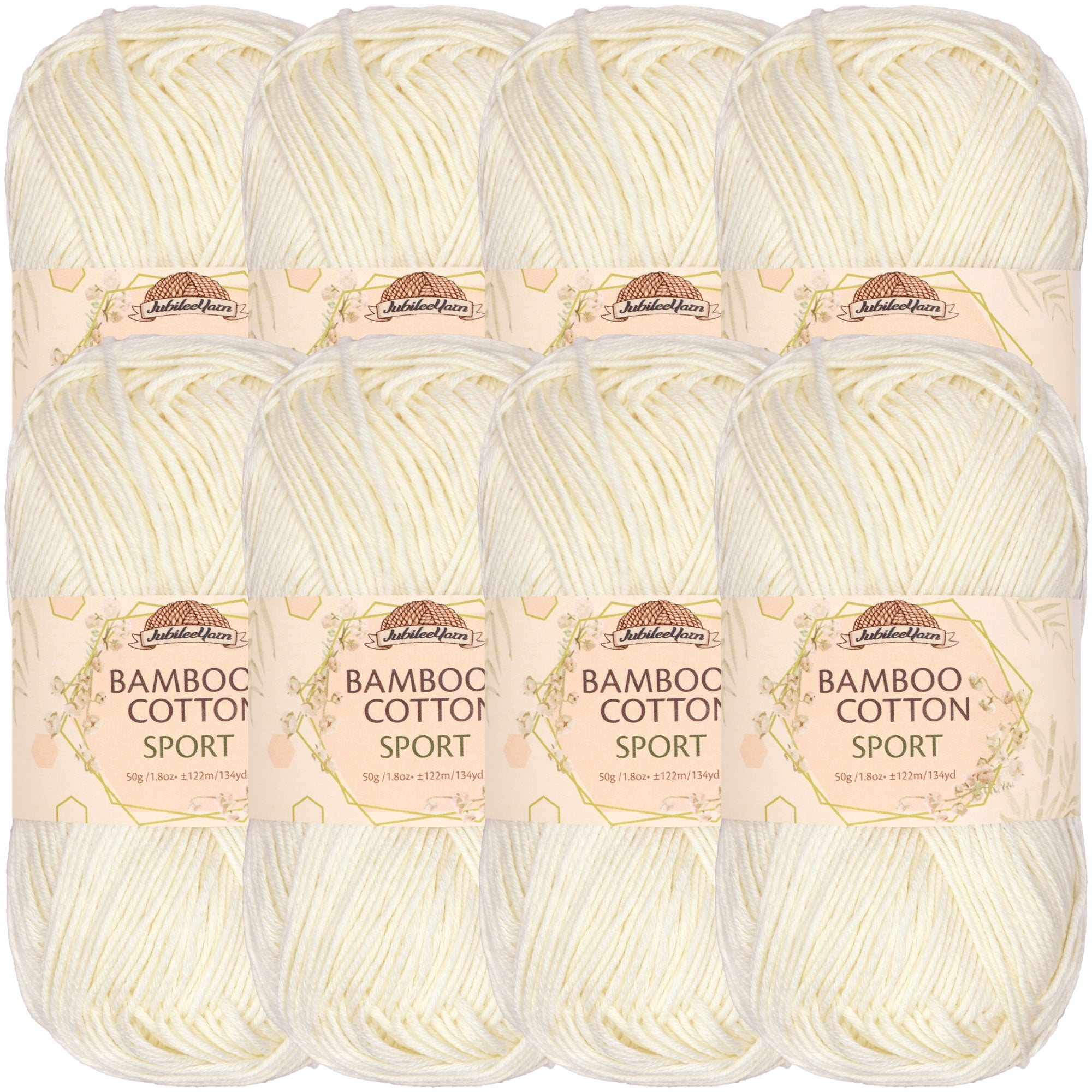 JubileeYarn Bamboo Cotton Sport Yarn - 50g/Skein - Almond Milk - 8 ...