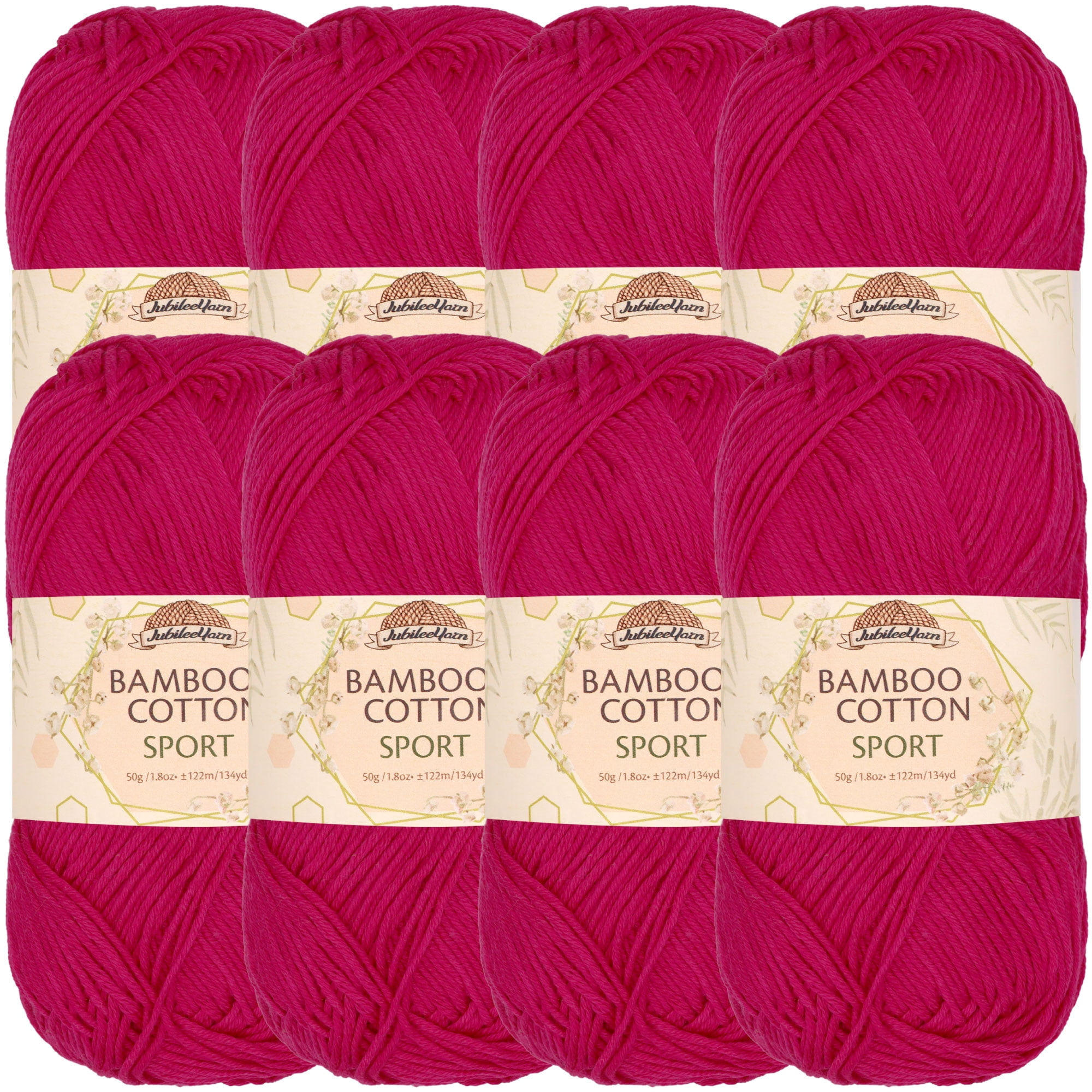 JubileeYarn Bamboo Cotton Sport Yarn - 50g/Skein - Magenta - 8 Skeins ...
