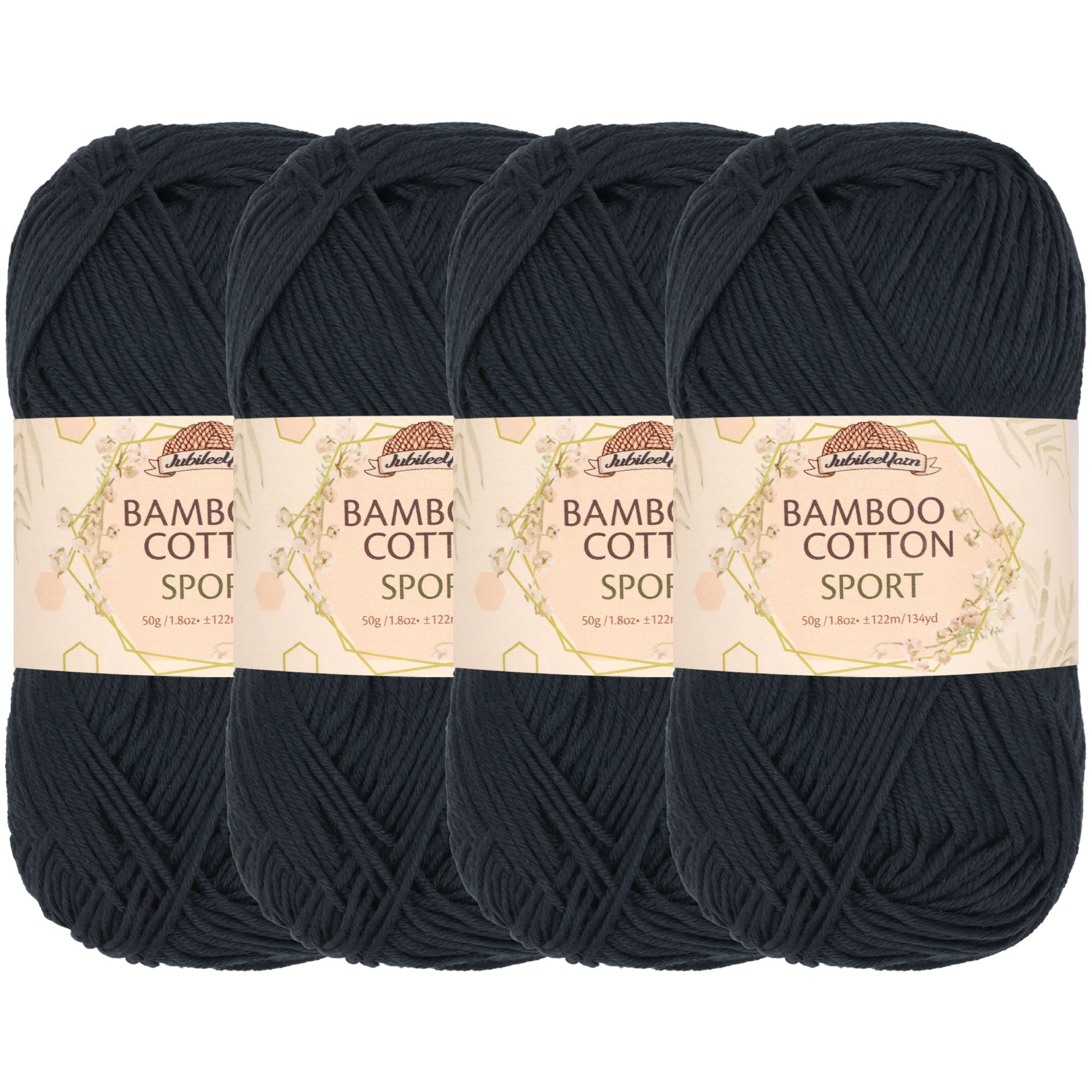 JubileeYarn Bamboo Cotton Sport Yarn - Deep Grey - 4 Skeins - Walmart.com