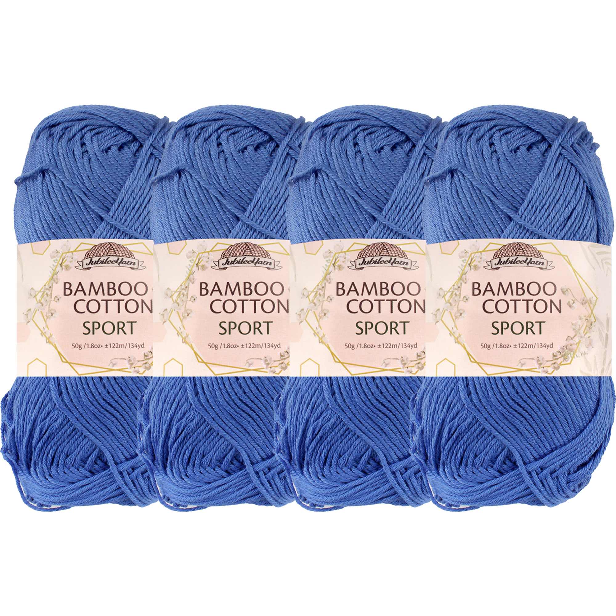 JubileeYarn Bamboo Cotton Sport Yarn - Dynasty Blue - 4 Skeins ...