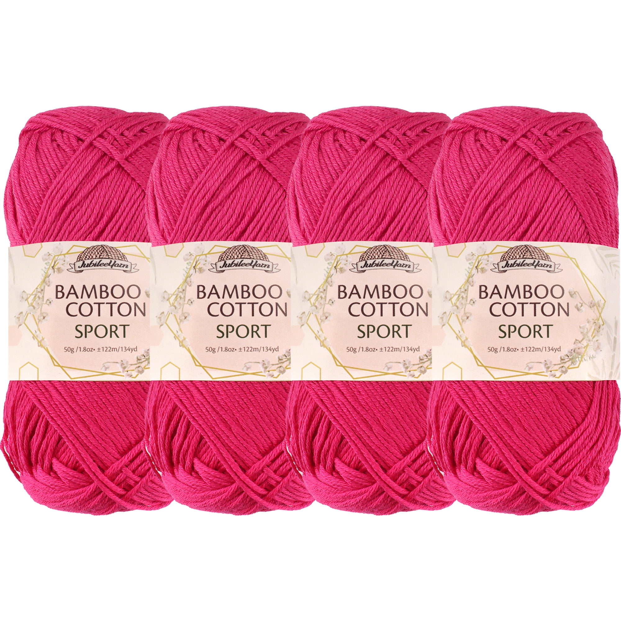 JubileeYarn Bamboo Cotton Sport Yarn - Magenta - 4 Skeins - Walmart.com