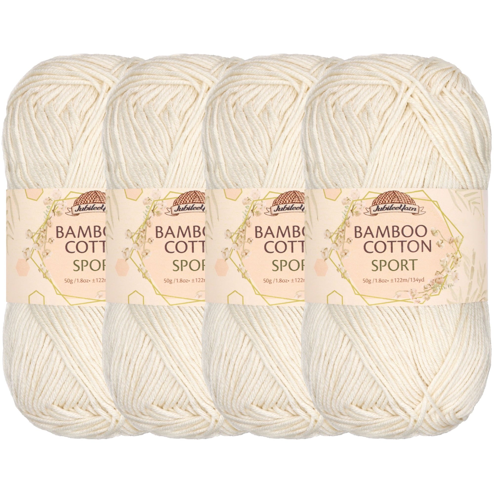 JubileeYarn Bamboo Cotton Sport Yarn - Moon Beam - 4 Skeins - Walmart.com