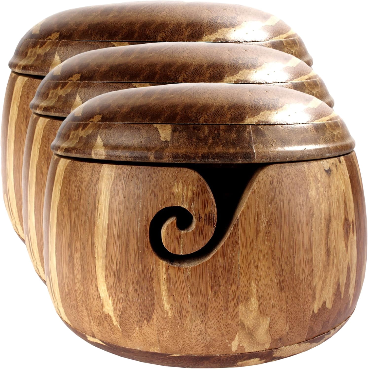 JubileeYarn Bamboo Yarn Bowl with Lid - Holder Knitting Crochet ...