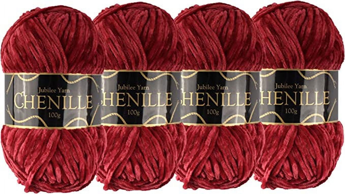 JubileeYarn Chenille Yarn - Worsted Weight - 100g/Skein - Garnet - 4 ...