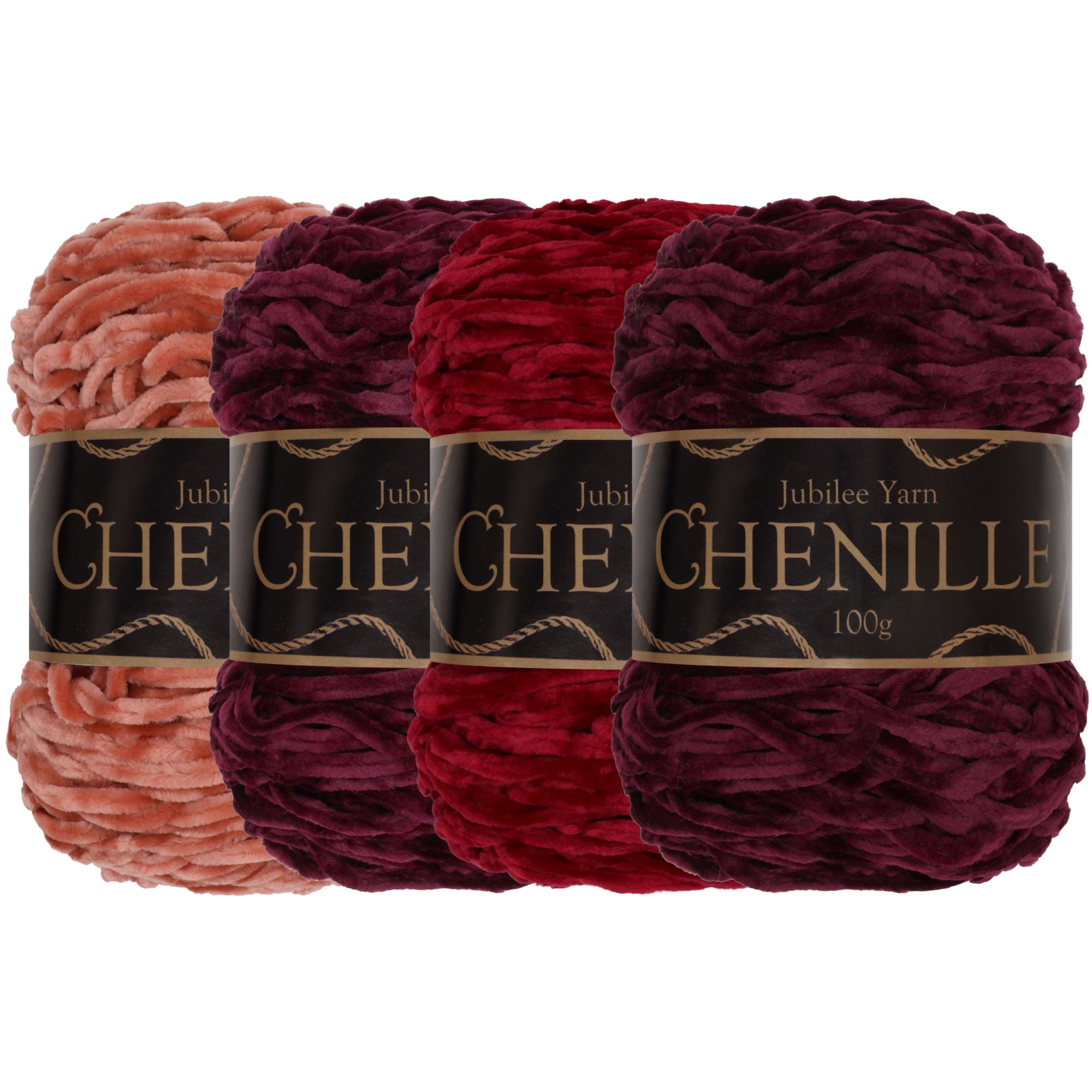 JubileeYarn Chenille Yarn - Worsted Weight - 100g/cake - Shades of Red - 4 Cakes - Walmart.com