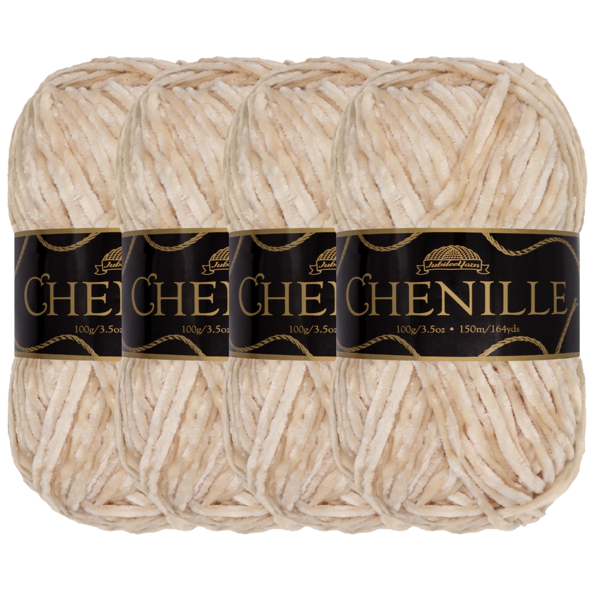 BambooMN Chenille Yarn, Marzipan, 100g Skein, 4 Skeins Pack, Soft ...