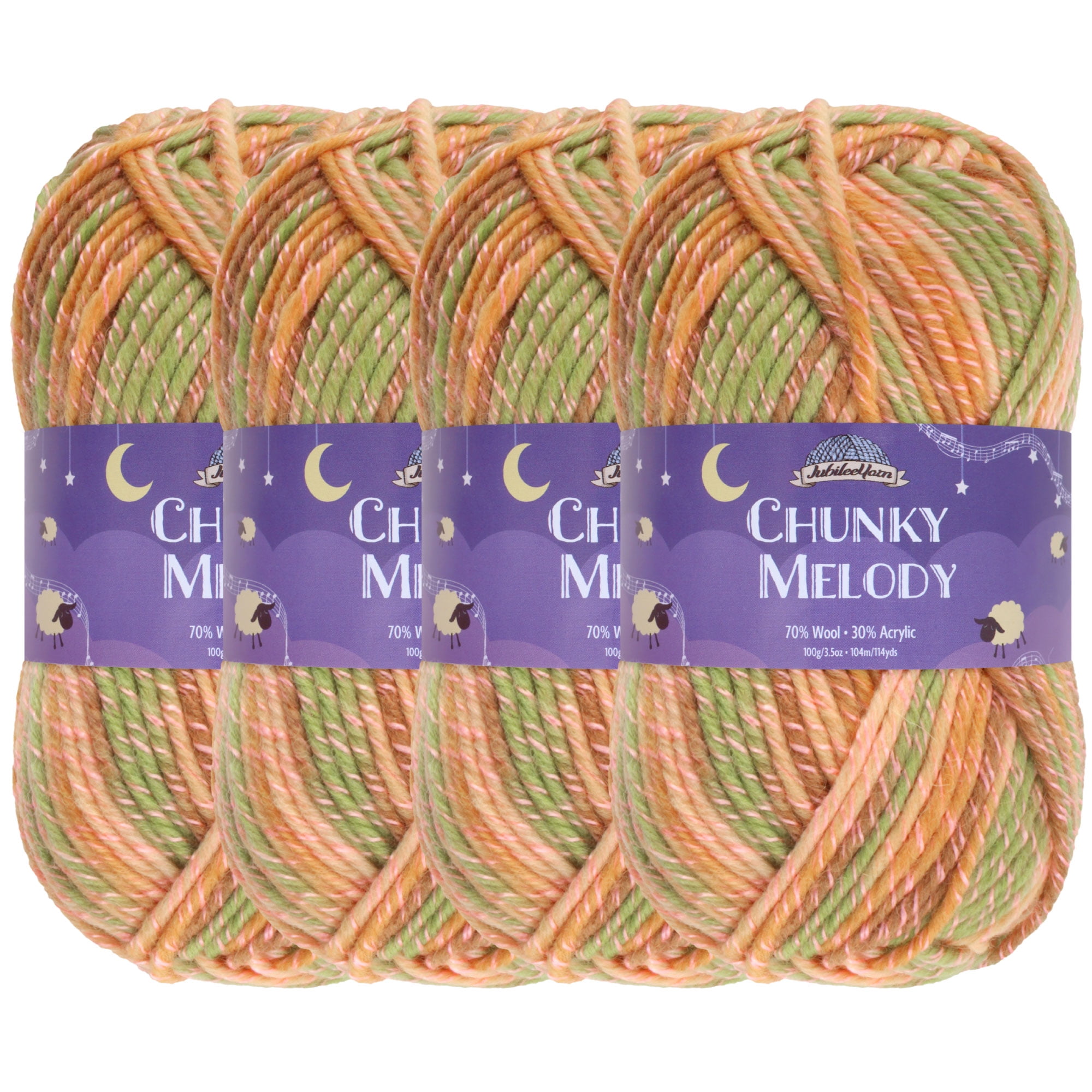 JubileeYarn Chunky Melody Yarn - 100g/Skein Bulky Wool Blend - Juice ...