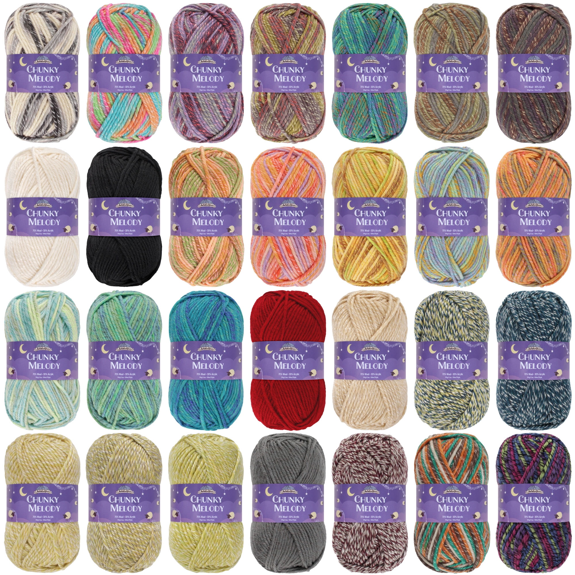 JubileeYarn Chunky Melody Yarn - Bulky Wool Blend - 100g/Skein ...