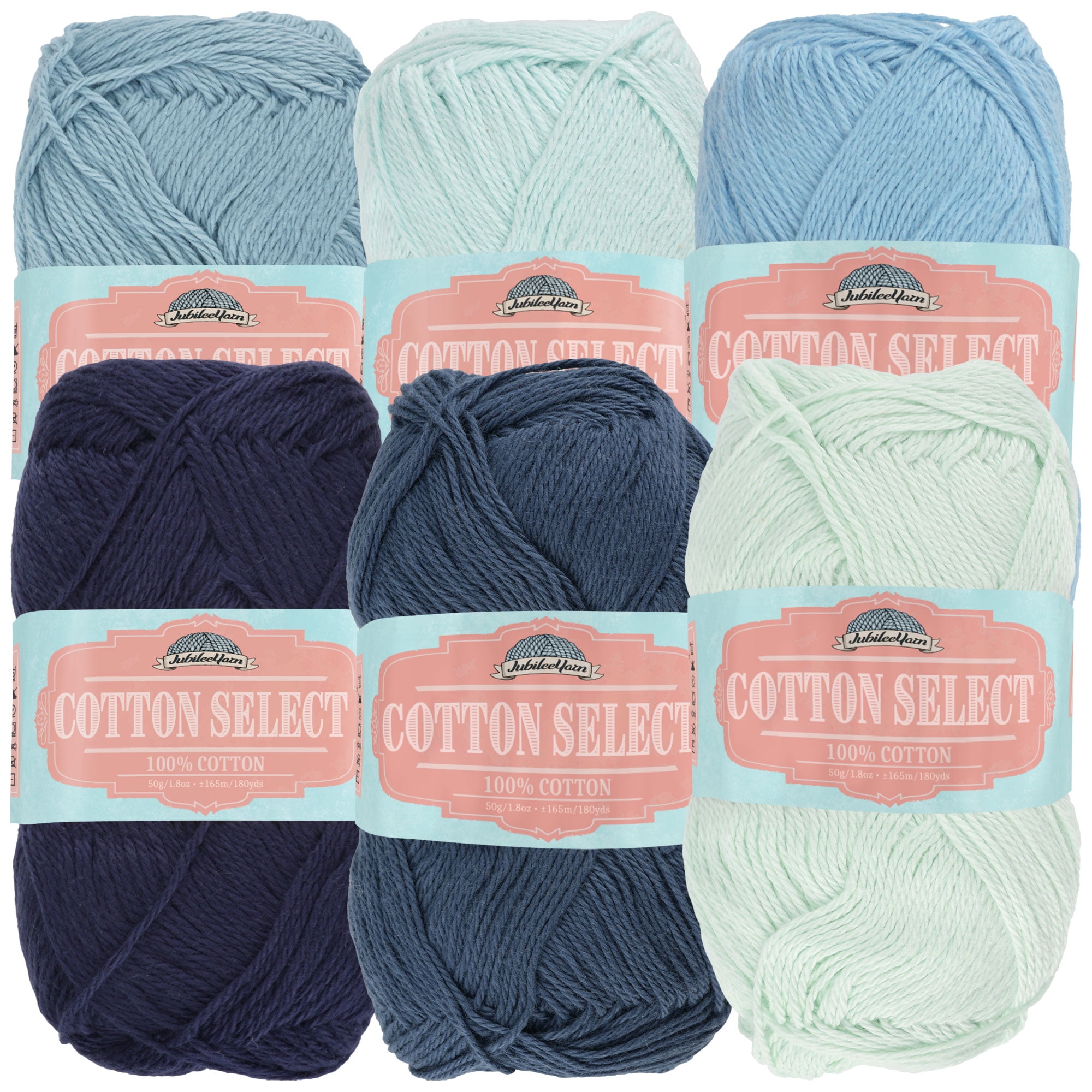 JubileeYarn Cotton Select Yarn - 50g/Skein Sport Weight - Thundershower ...