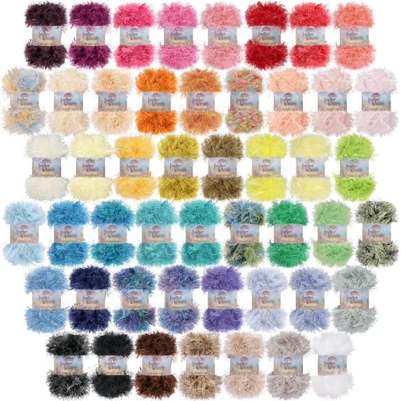JubileeYarn Feather Whimsy Eyelash Yarn - 50g/Skein Fine Polyester Faux ...