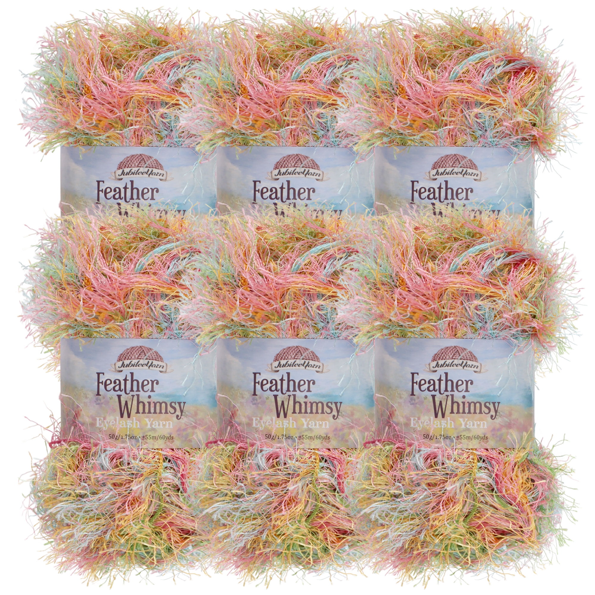 JubileeYarn Feather Whimsy Eyelash Yarn - 50g/Skein Fine Polyester Faux ...