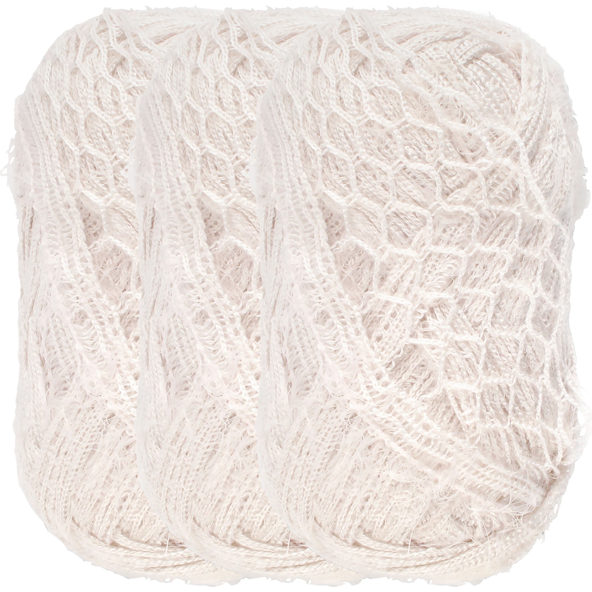 JubileeYarn Fishnet Frilly Yarn - 100g/Skein - Cream - 3 Skeins ...