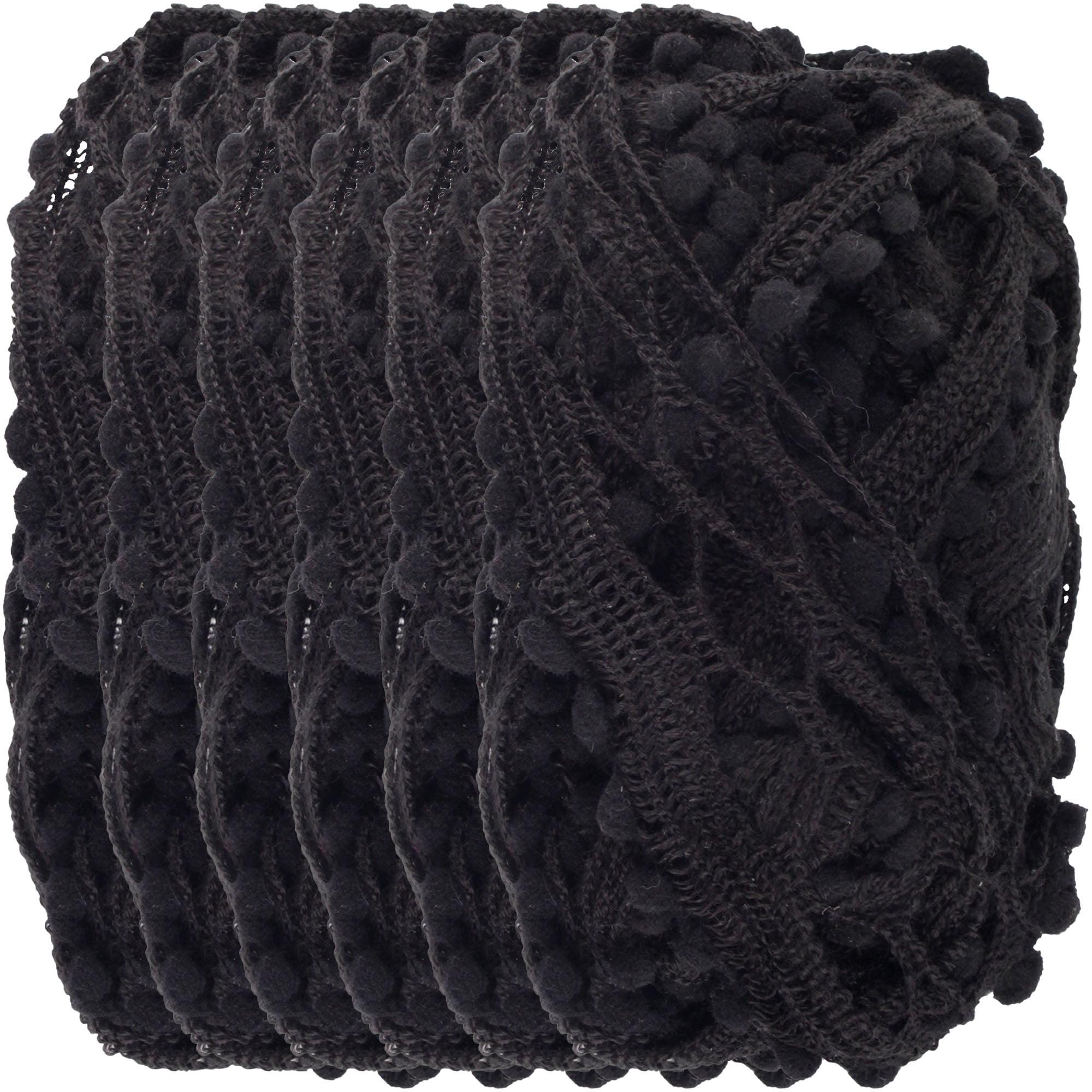 JubileeYarn Fishnet Pom Pom Yarn - 50g Mini Bonbons - Black - 6 Skeins ...