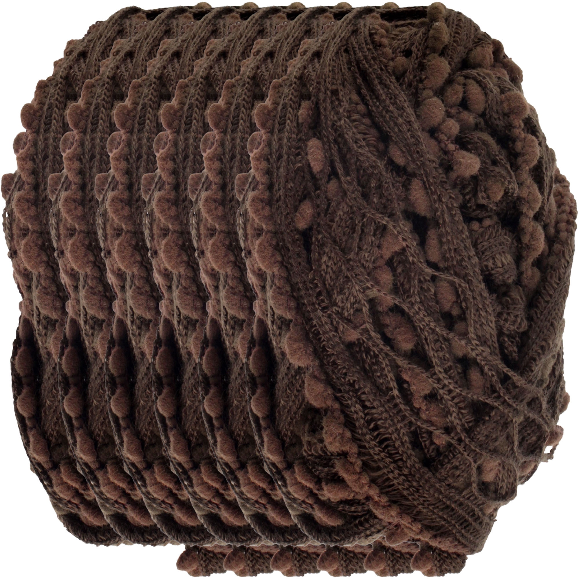 JubileeYarn Fishnet Pom Pom Yarn - 50g Mini Bonbons - Brown - 6 Skeins ...