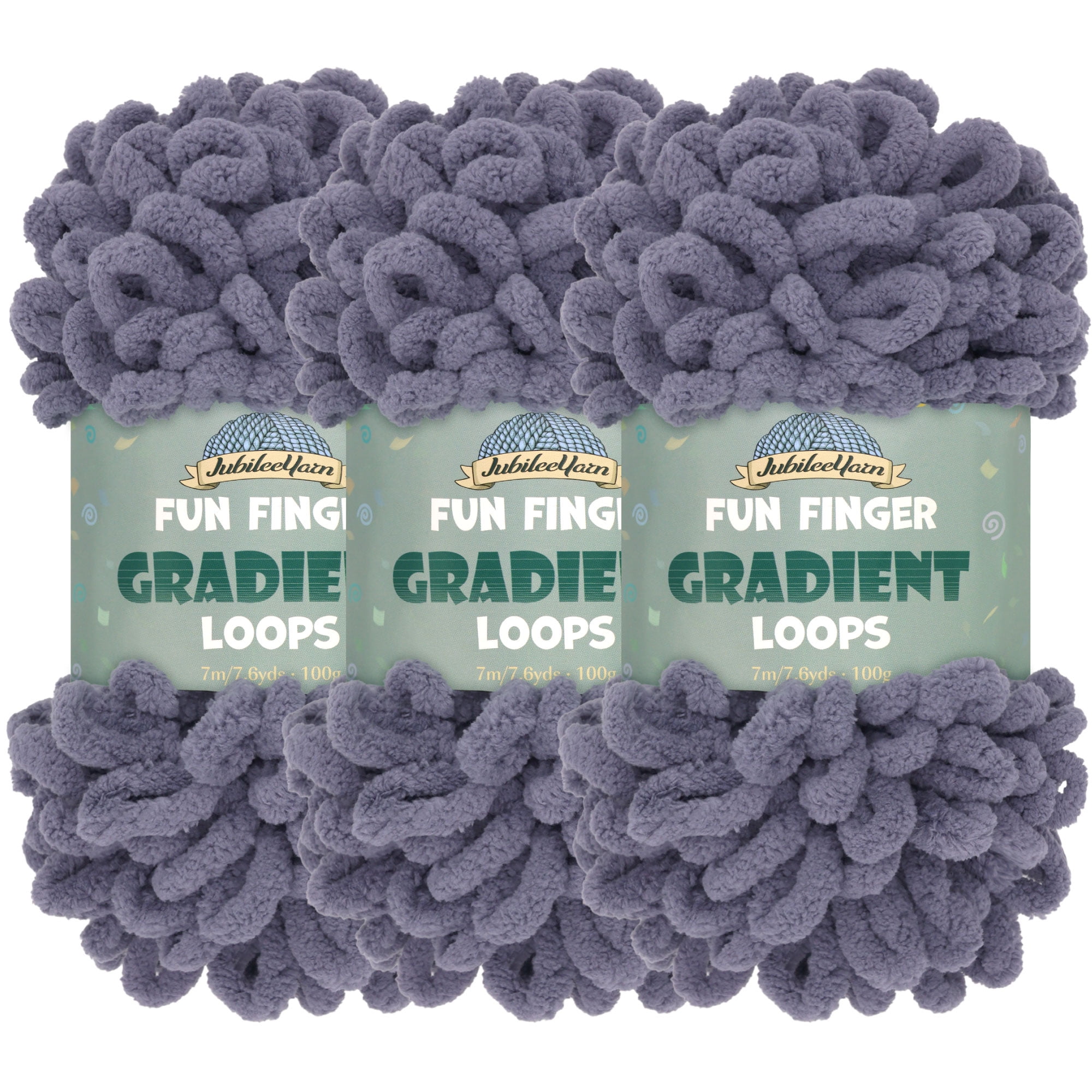 JubileeYarn Fun Finger Gradient Loops Yarn - Jumbo Polyester - 100g/Skein - Morta - 3 Skeins ...