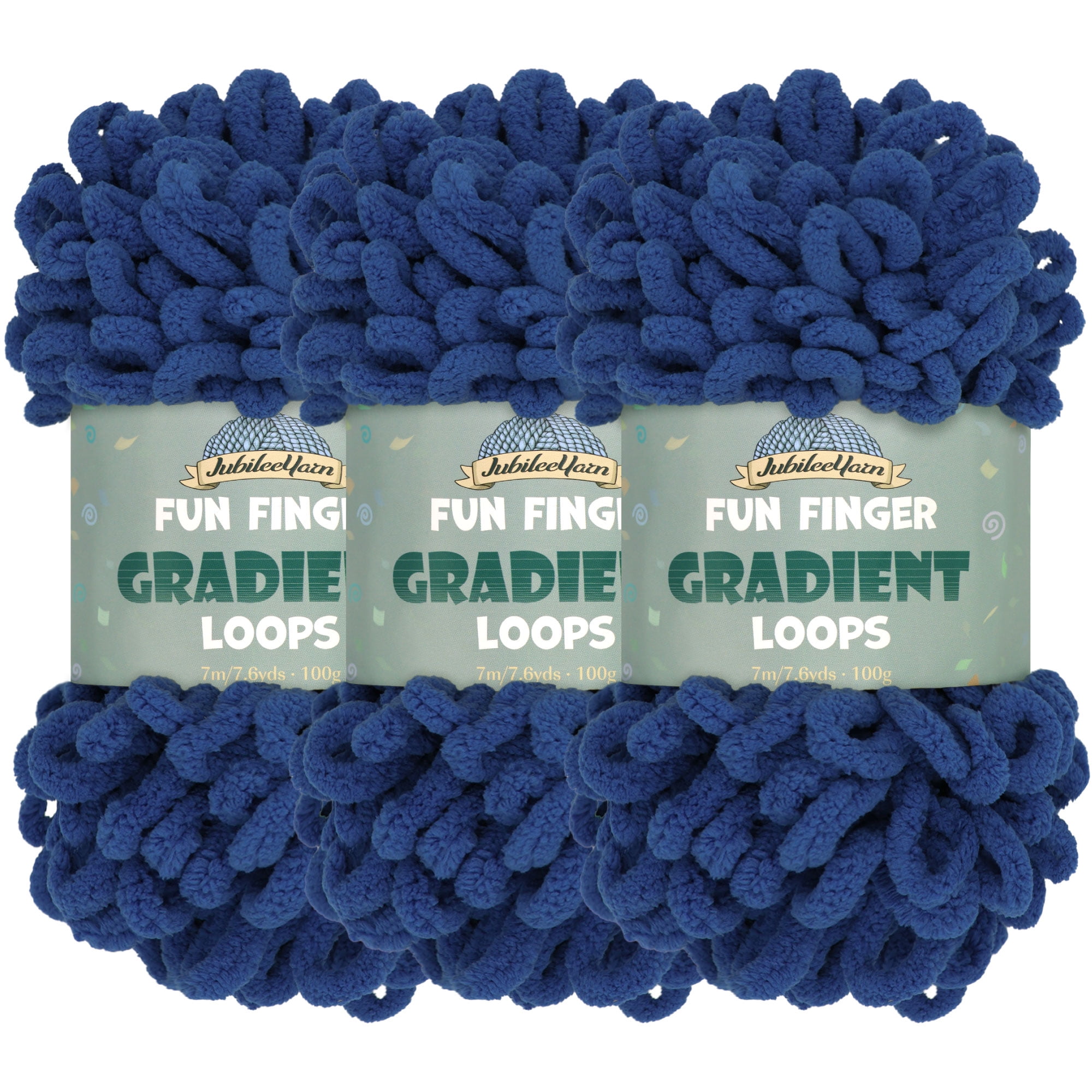 JubileeYarn Fun Finger Gradient Loops Yarn - Jumbo Polyester - 100g/Skein - Nox - 3 Skeins ...