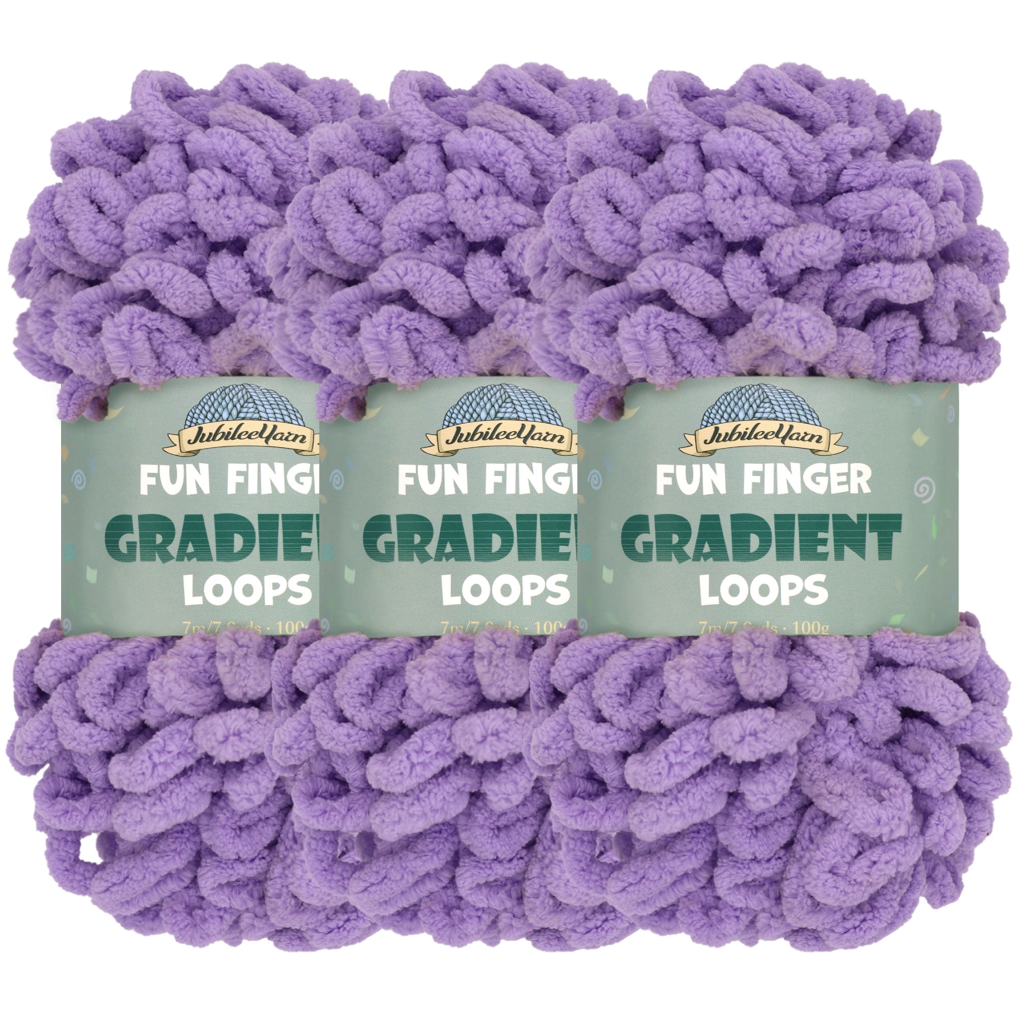 JubileeYarn Fun Finger Gradient Loops Yarn - Jumbo Polyester - 100g/Skein - Sors - 3 Skeins ...