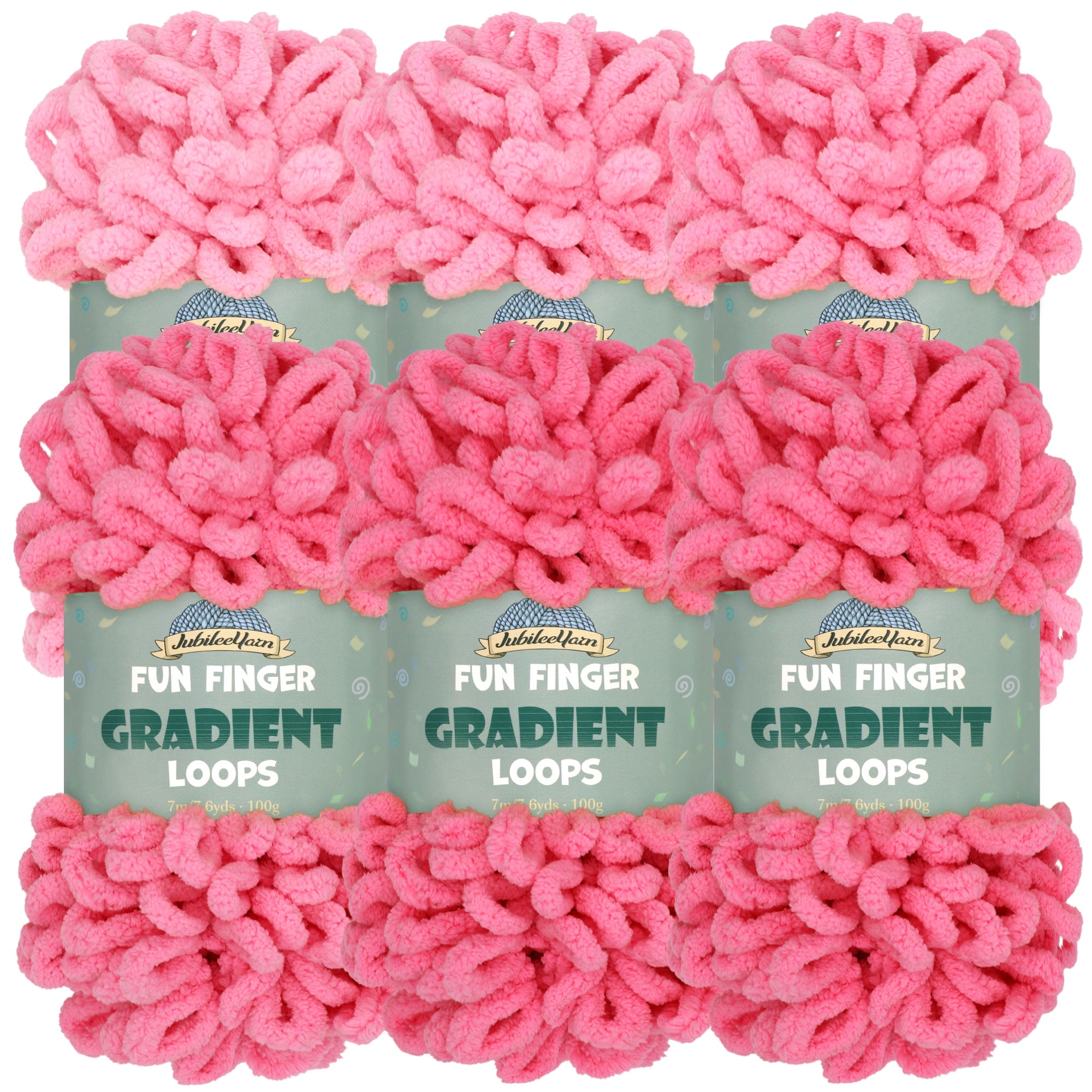 BambooMN JubileeYarn Fun Finger Gradient Loops Yarn, Polyester Jumbo ...