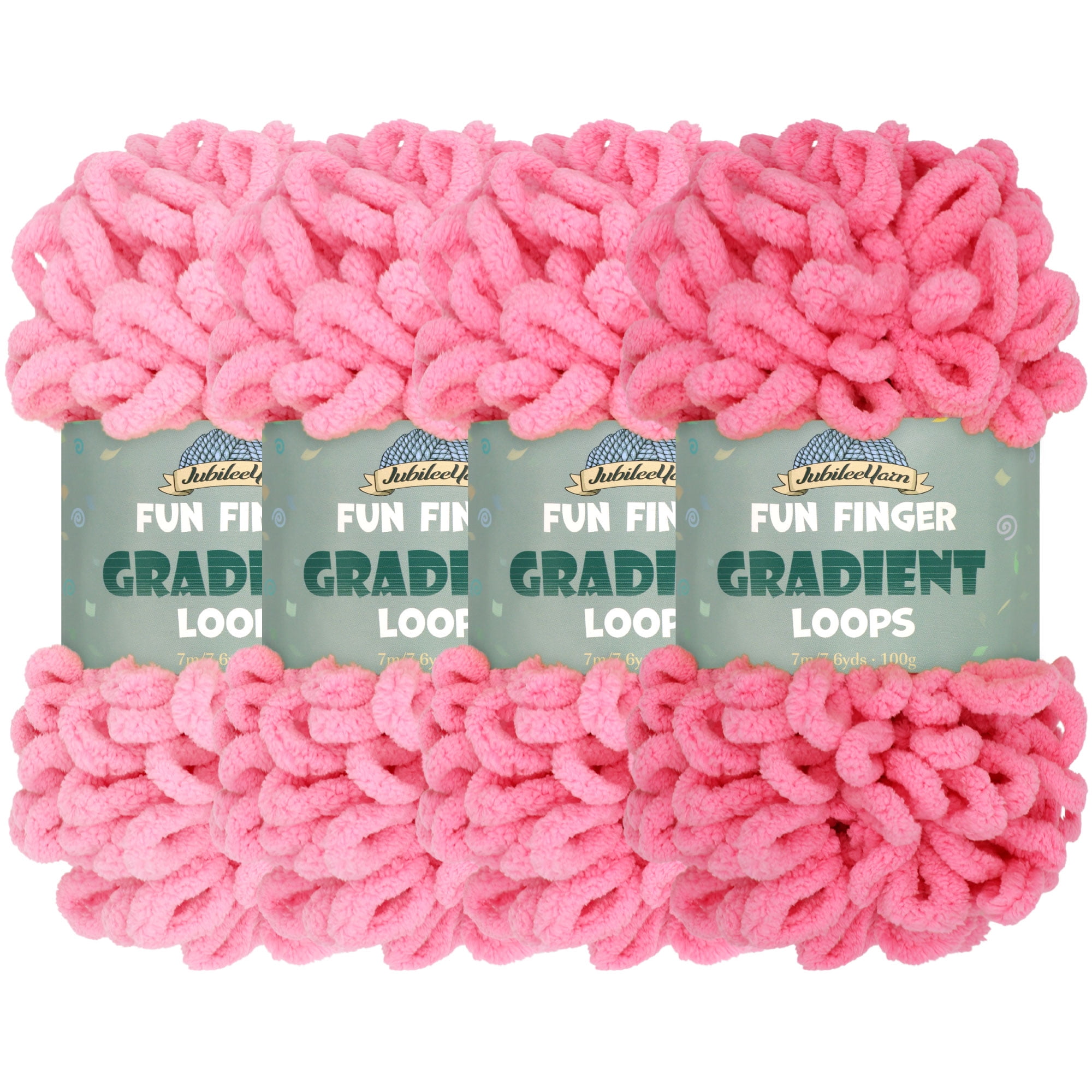BambooMN Fun Finger Gradient Yarn, Polyester Jumbo Loop, 100g Skein, 4 ...