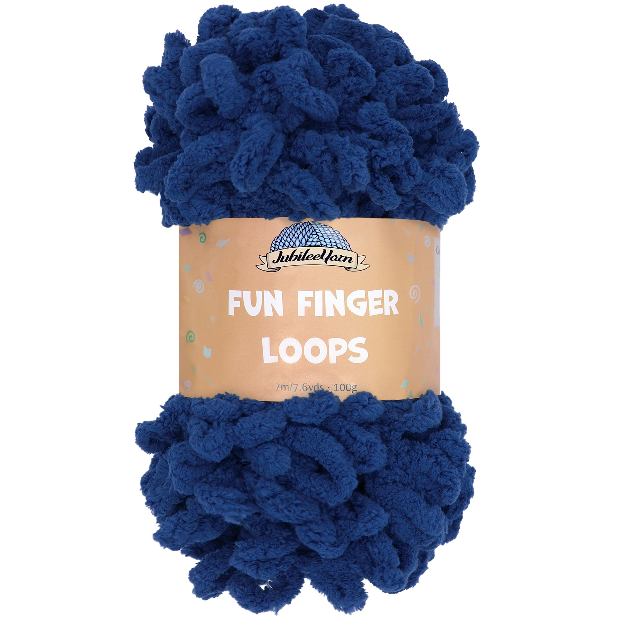 JubileeYarn Fun Finger Loops Yarn - 100g/Skein Jumbo Polyester - Navy ...