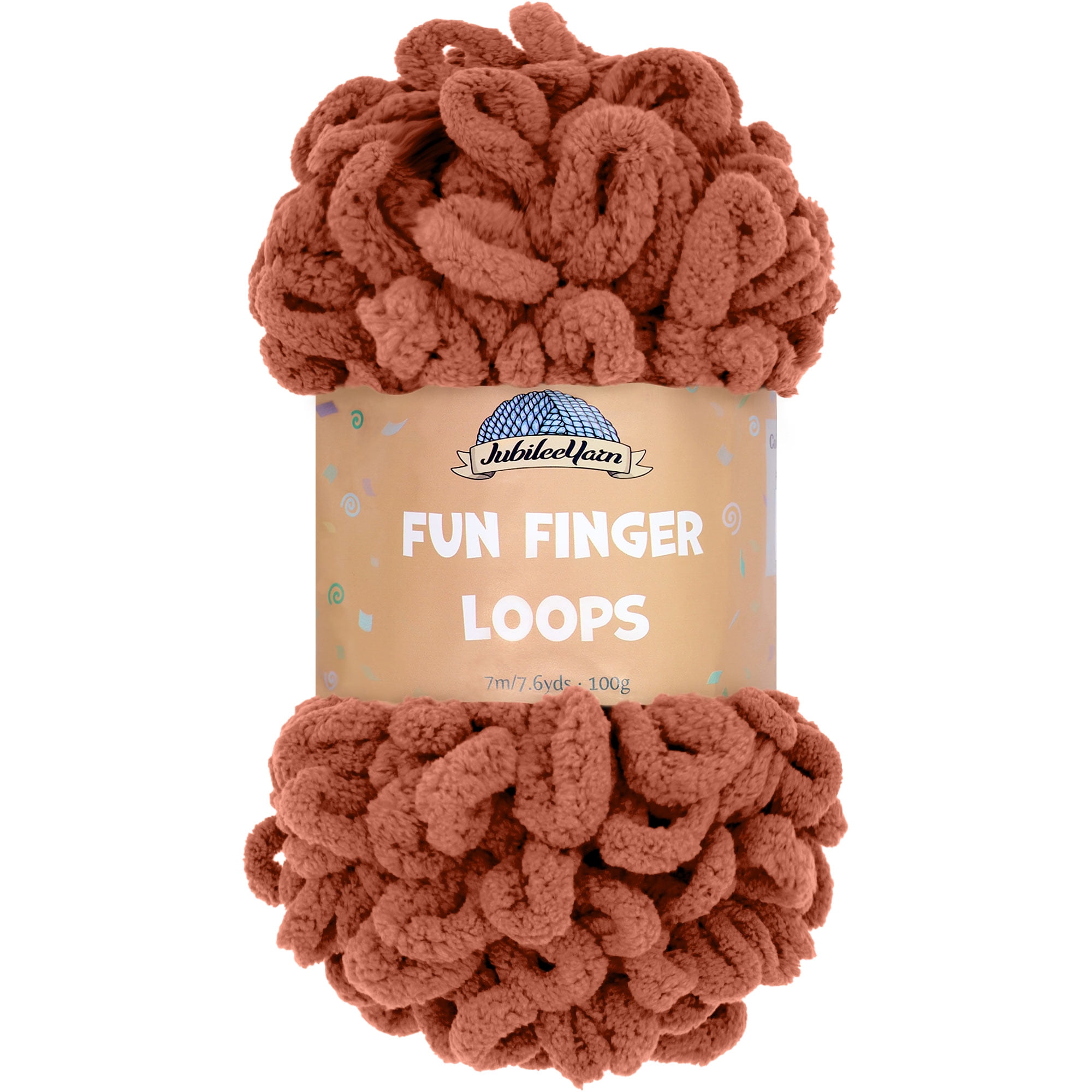 JubileeYarn Fun Finger Loops Yarn - 100g/Skein Jumbo Polyester - Umber ...