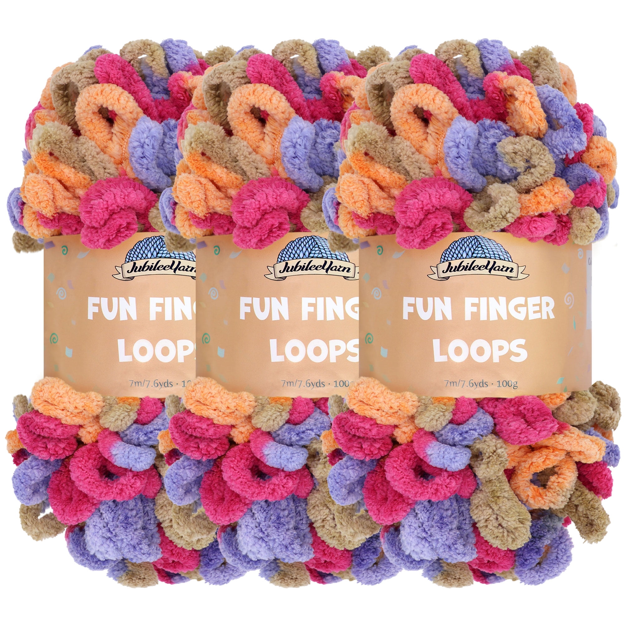 JubileeYarn Fun Finger Loops Yarn - Jumbo Polyester - 100g/Skein ...