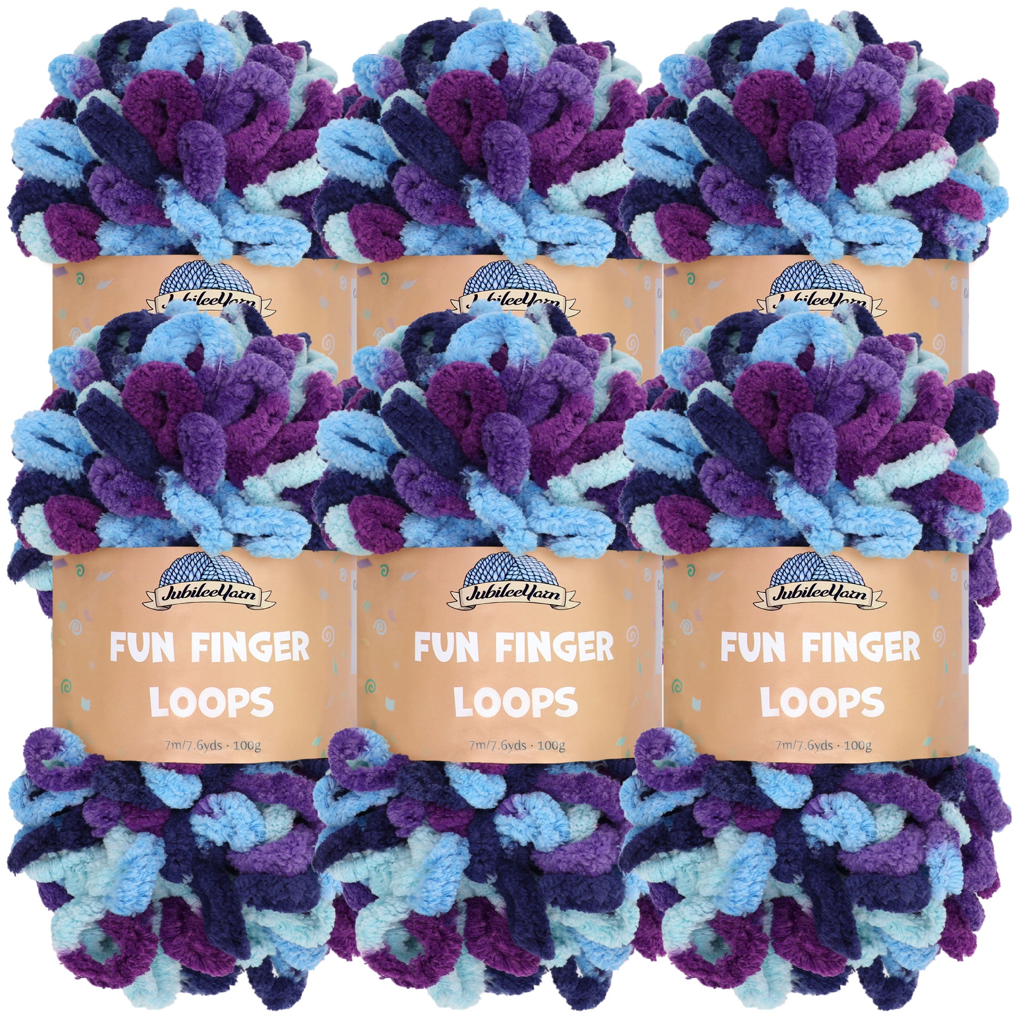 JubileeYarn Fun Finger Loops Yarn - Jumbo Polyester - 100g/Skein ...