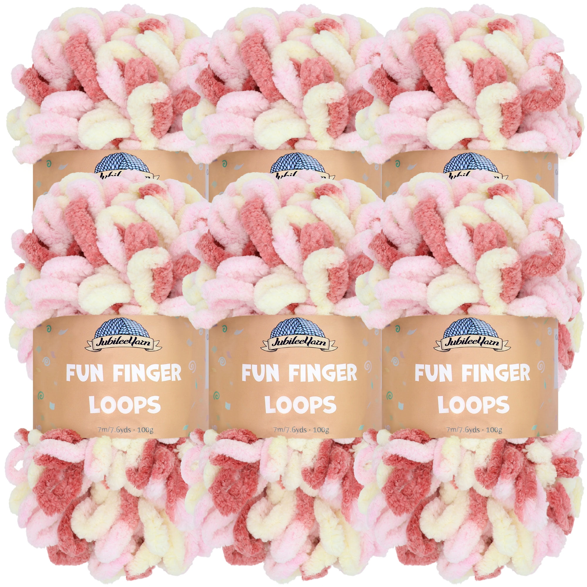 BambooMN Fun Finger Loops Yarn, Jumbo Polyester, 100g Skein, Beginner ...