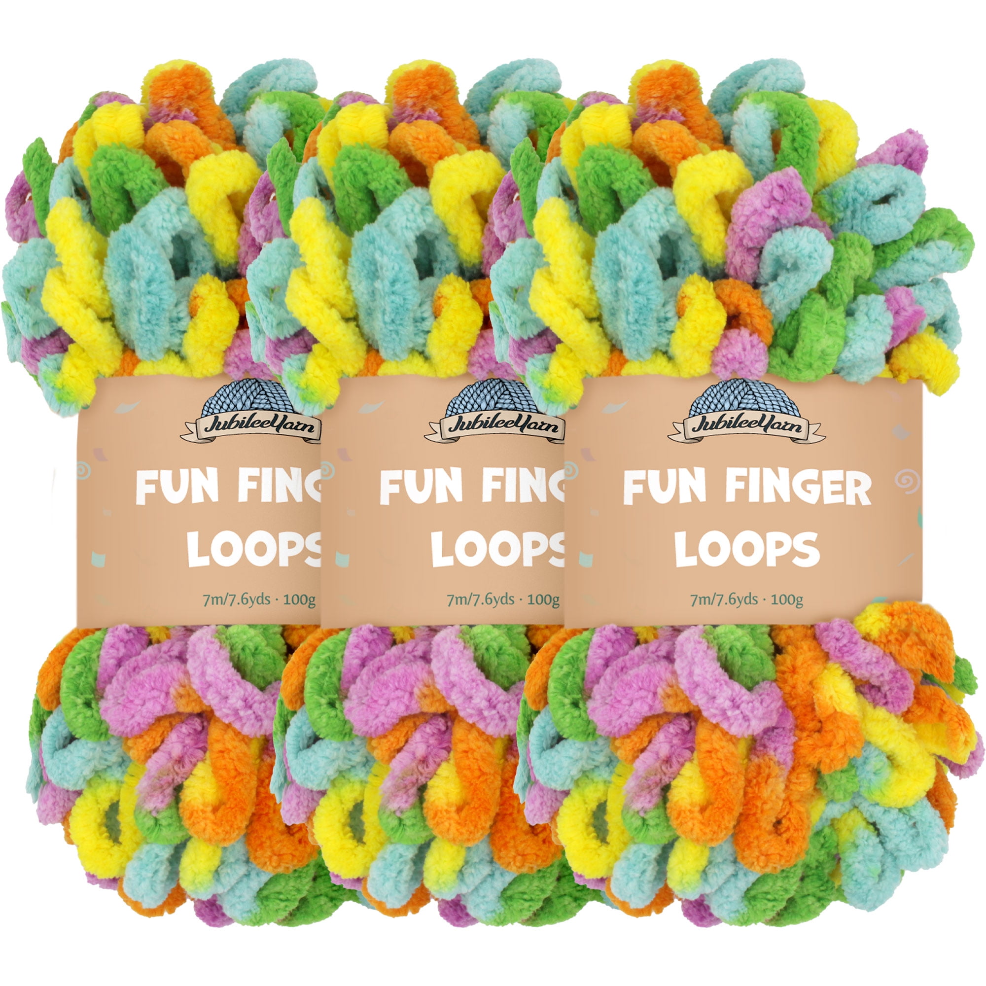 JubileeYarn Fun Finger Loops Yarn - Jumbo Polyester - 100g/Skein - Aura ...