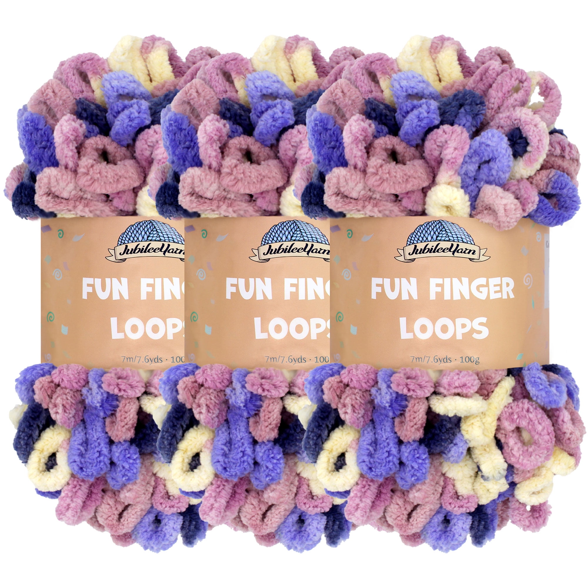 JubileeYarn Fun Finger Loops Yarn - Jumbo Polyester - 100g/Skein ...