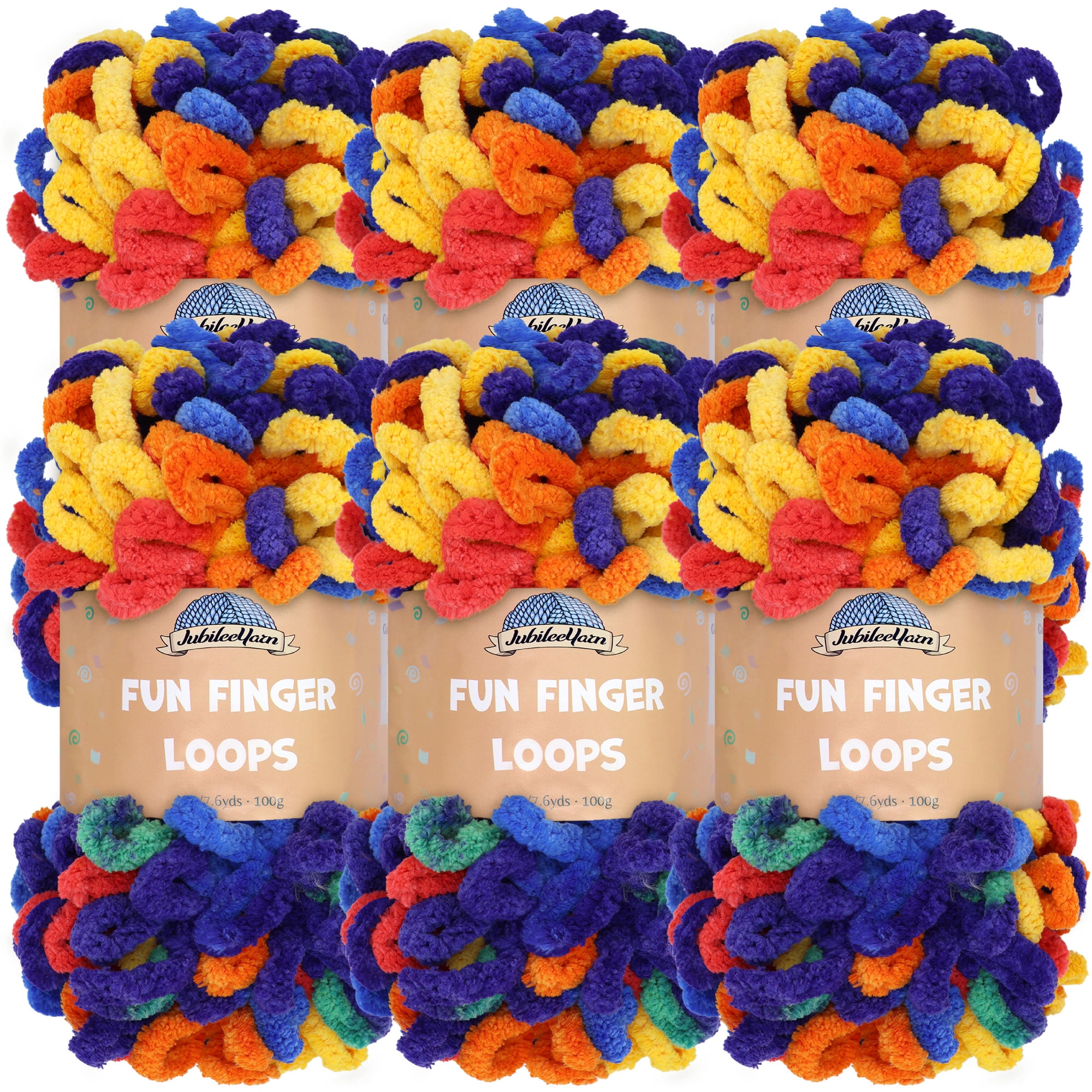 BambooMN Fun Finger Loops Yarn, Jumbo Polyester, 100g/Skein, Circe, 6 ...
