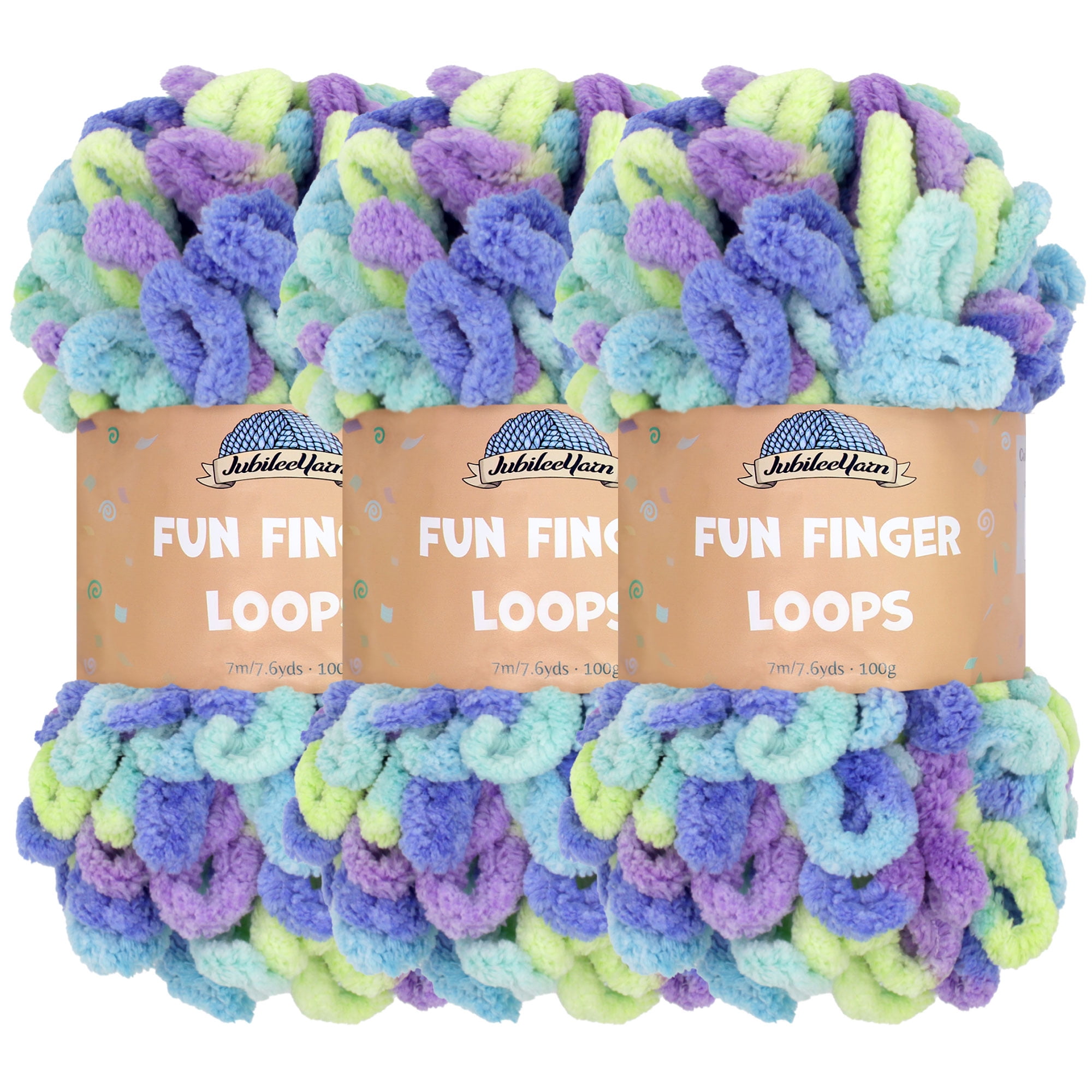 JubileeYarn Fun Finger Loops Yarn - Polyester Jumbo Loop Yarn - 100g ...