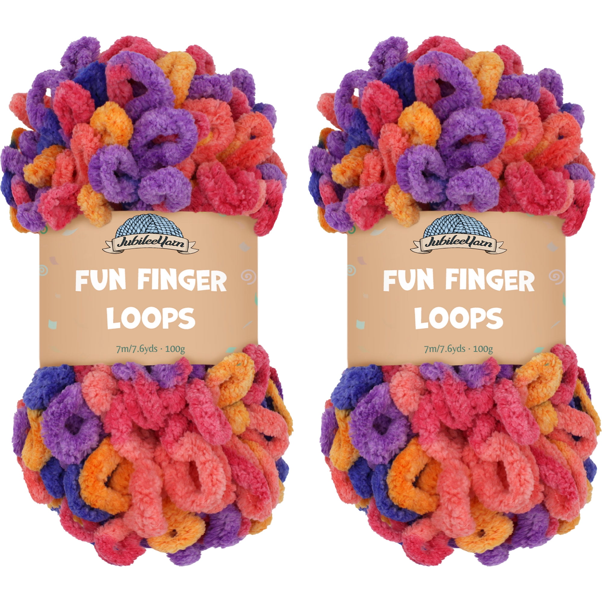 JubileeYarn Fun Finger Loops Yarn - Jumbo Polyester - 100g/Skein ...