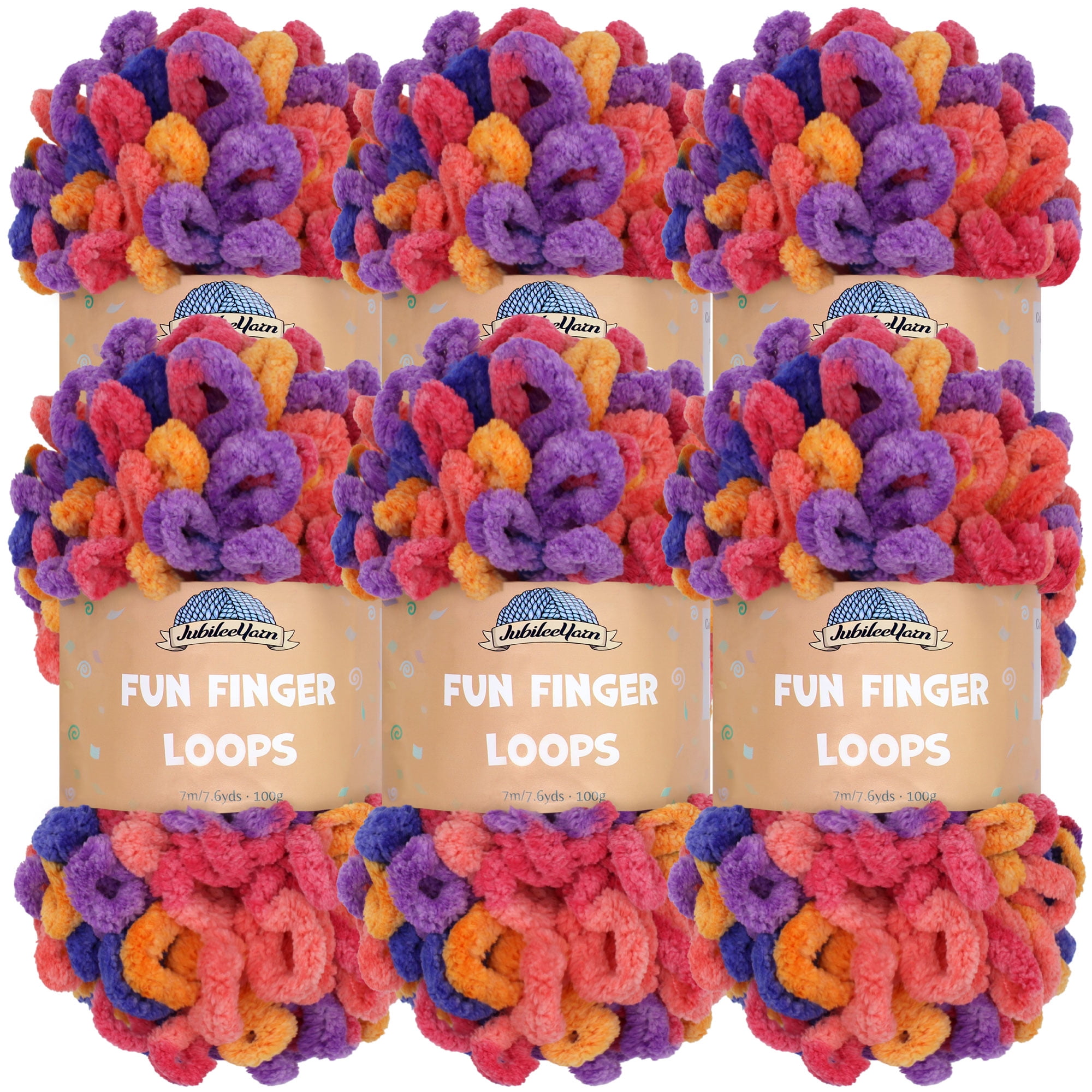 JubileeYarn Fun Finger Loops Yarn - Jumbo Polyester - 100g/Skein ...
