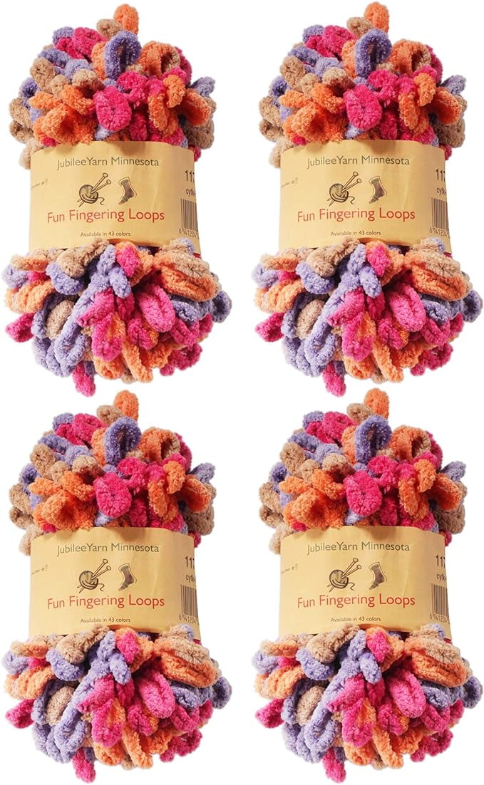 JubileeYarn Fun Finger Loops Yarn - Polyester Jumbo Loop Yarn - 100g ...