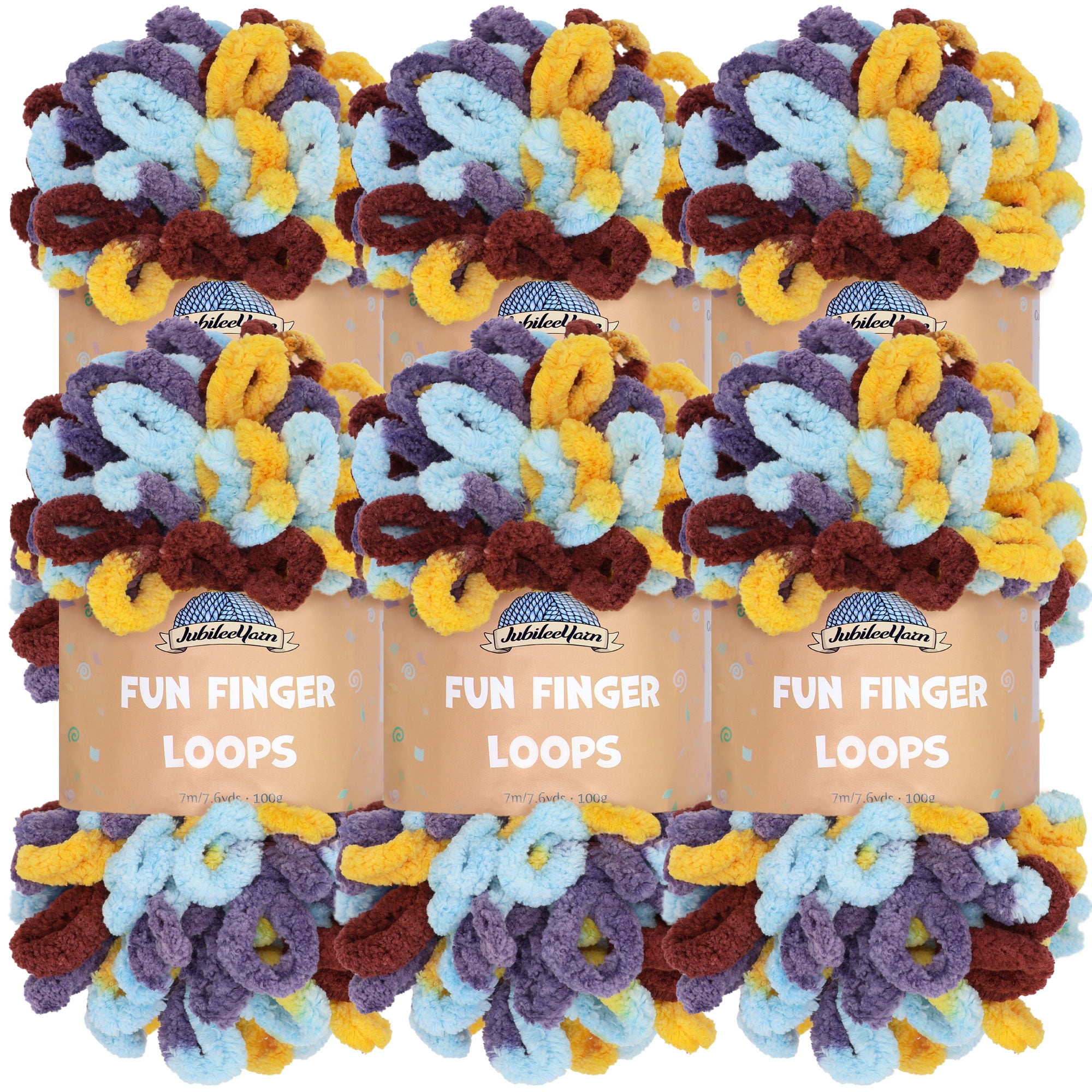 JubileeYarn Fun Finger Loops Yarn - Jumbo Polyester - 100g/Skein - Iris ...