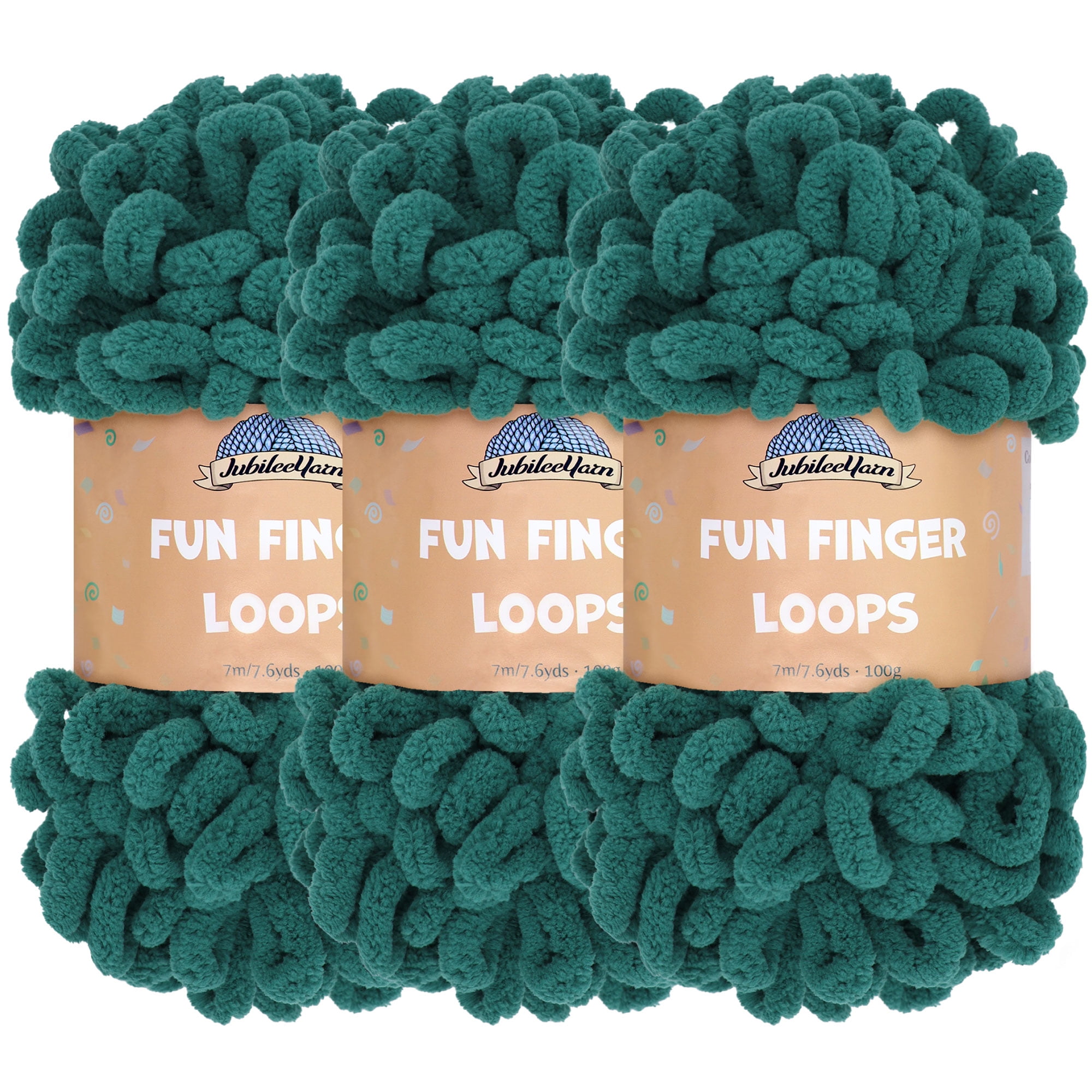 JubileeYarn Fun Finger Loops Yarn - Jumbo Polyester - 100g/Skein - Jade ...