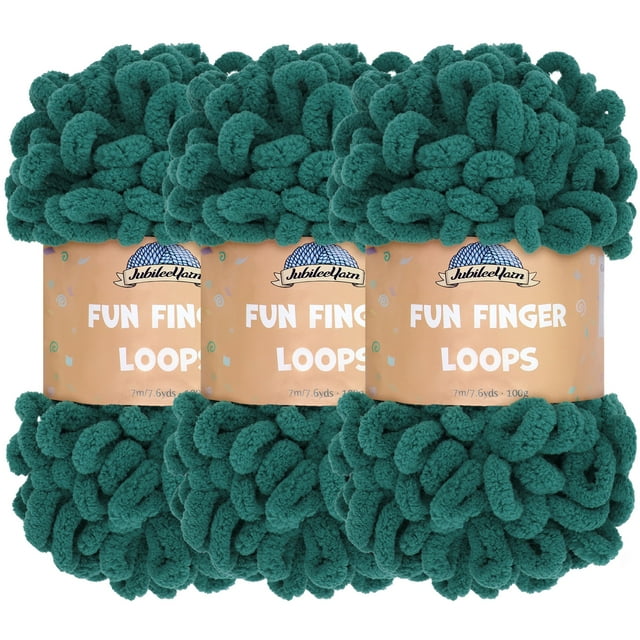 JubileeYarn Fun Finger Loops Yarn - Jumbo Polyester - 100g/Skein - Jade ...