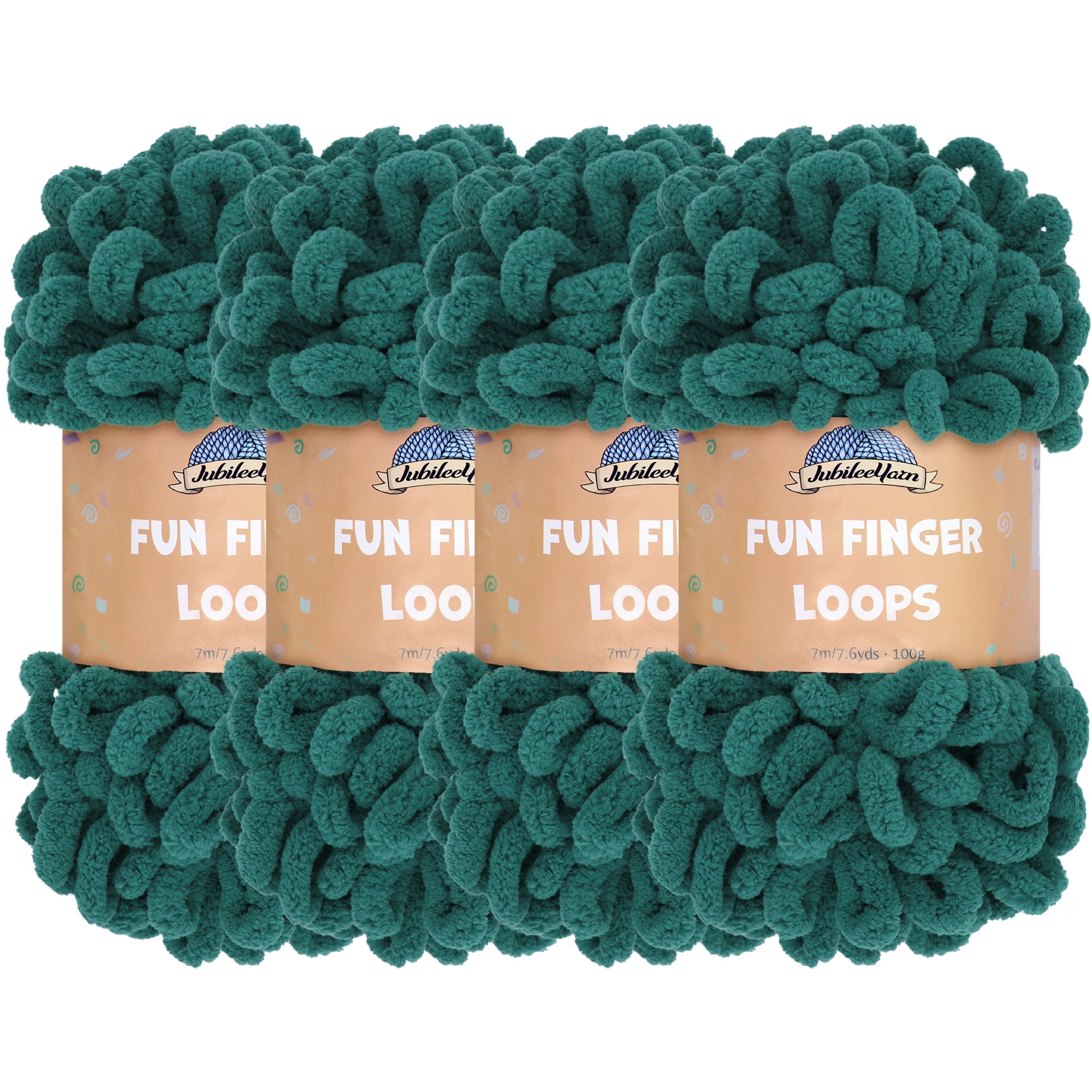 BambooMN Fun Finger Loops Yarn, Jumbo Polyester, Jade Color, 100g Per ...