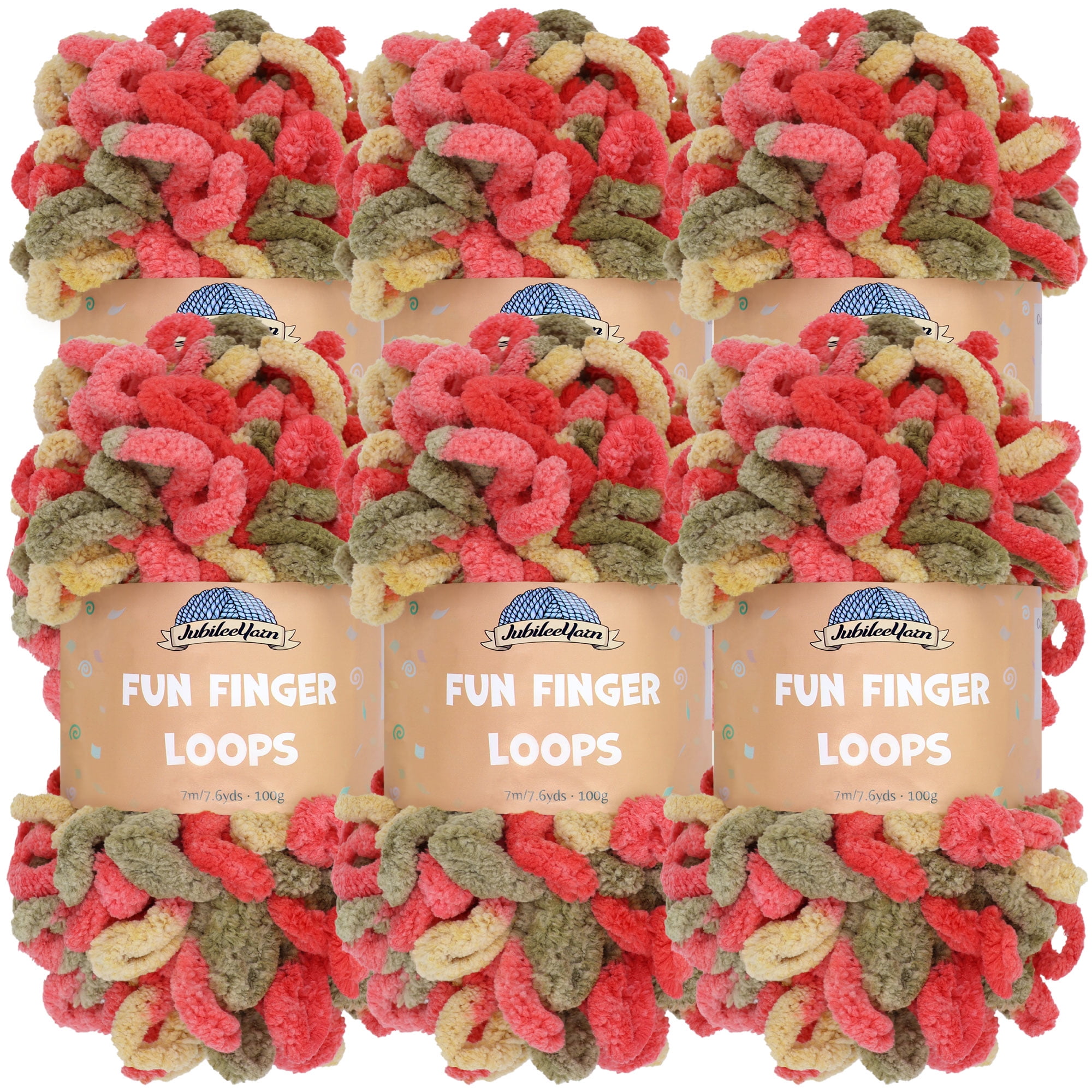 JubileeYarn Fun Finger Loops Yarn - Jumbo Polyester - 100g/Skein ...