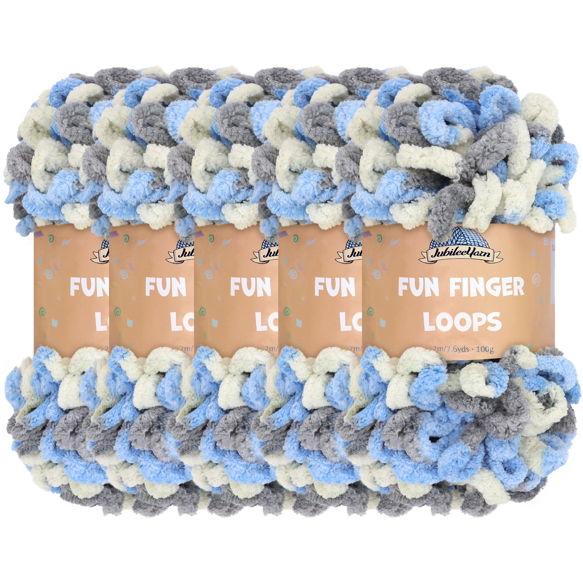 JubileeYarn Fun Finger Loops Yarn - Jumbo Polyester - 100g/Skein ...
