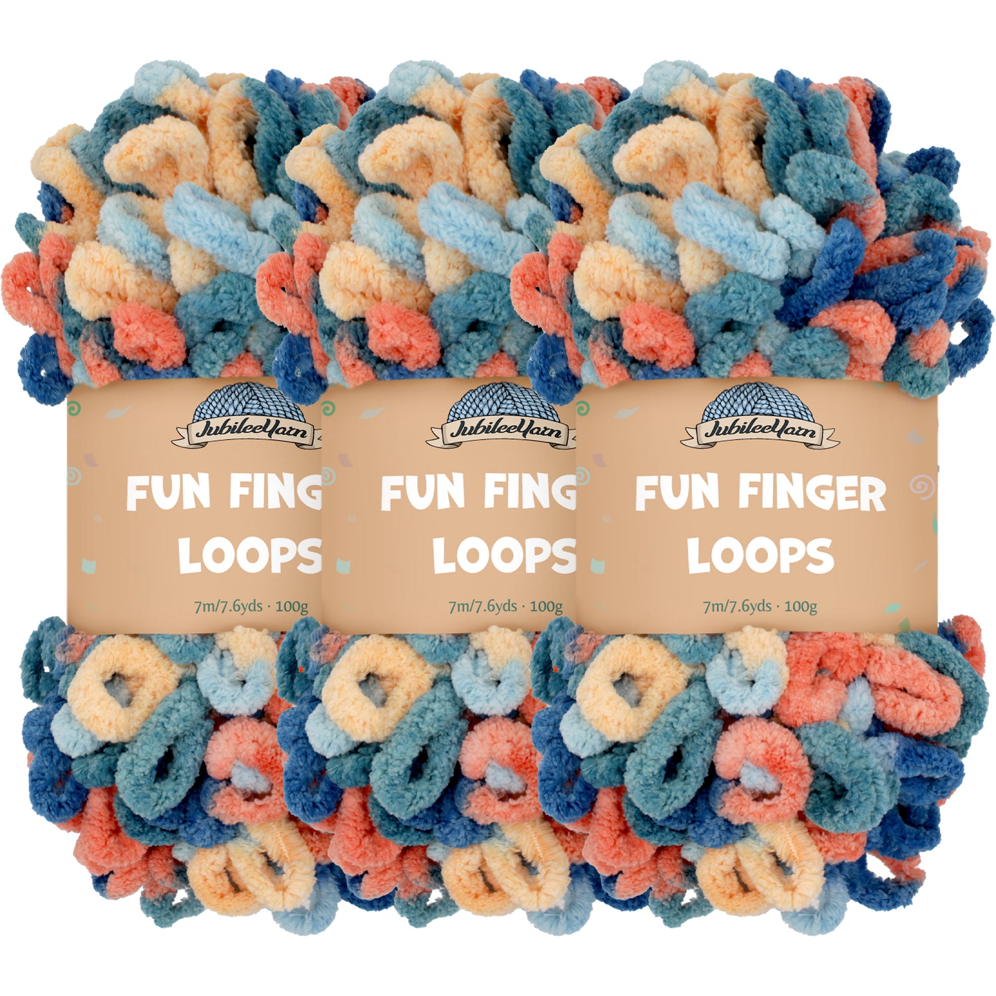 JubileeYarn Fun Finger Loops Yarn - Jumbo Polyester - 100g/Skein ...