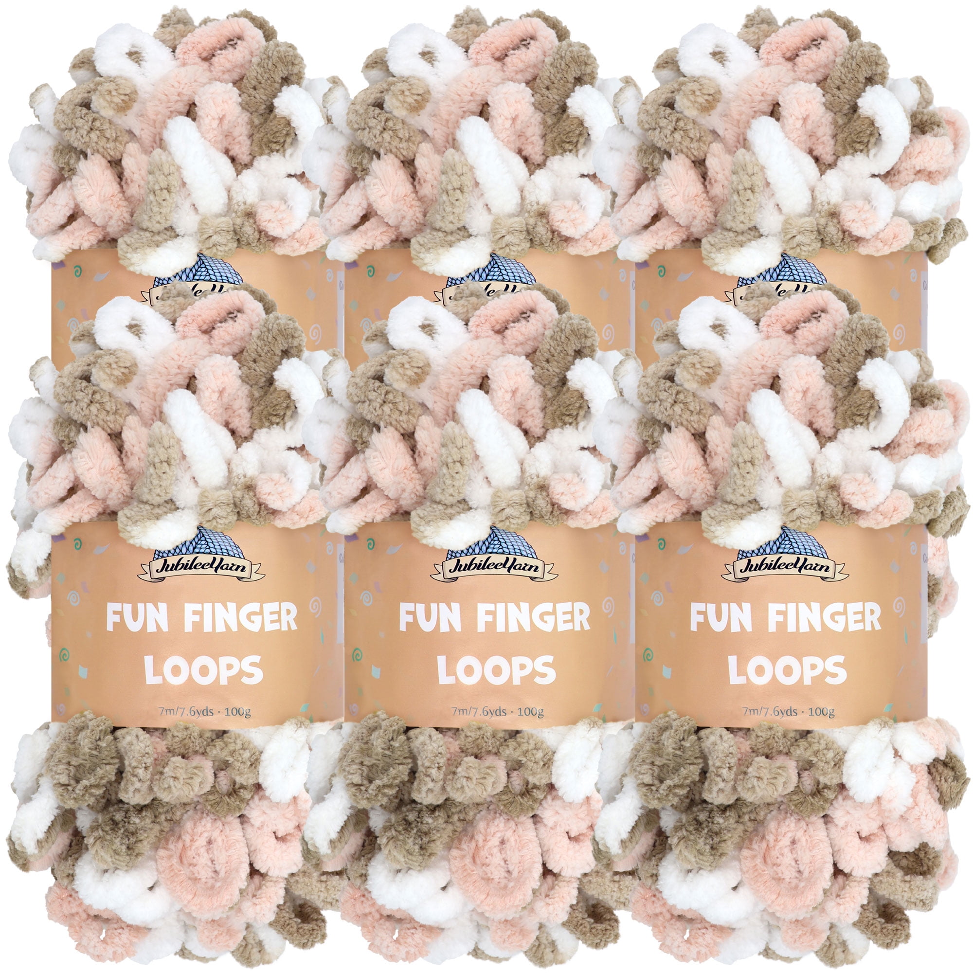JubileeYarn Fun Finger Loops Yarn - Jumbo Polyester - 100g/Skein - Pink ...